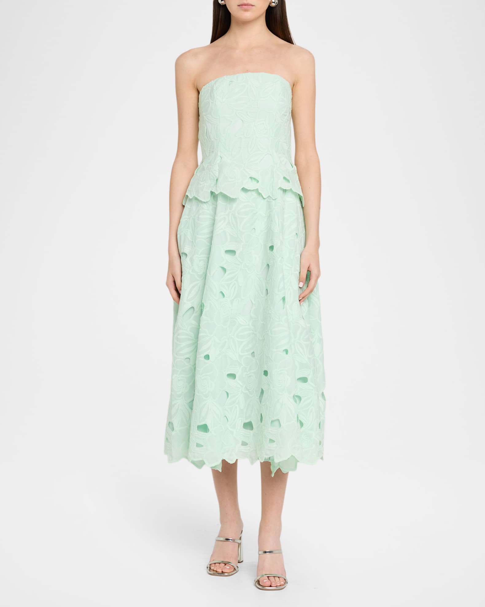 As It May Isla Cutout Floral-Embroidered Midi Dress | Neiman Marcus