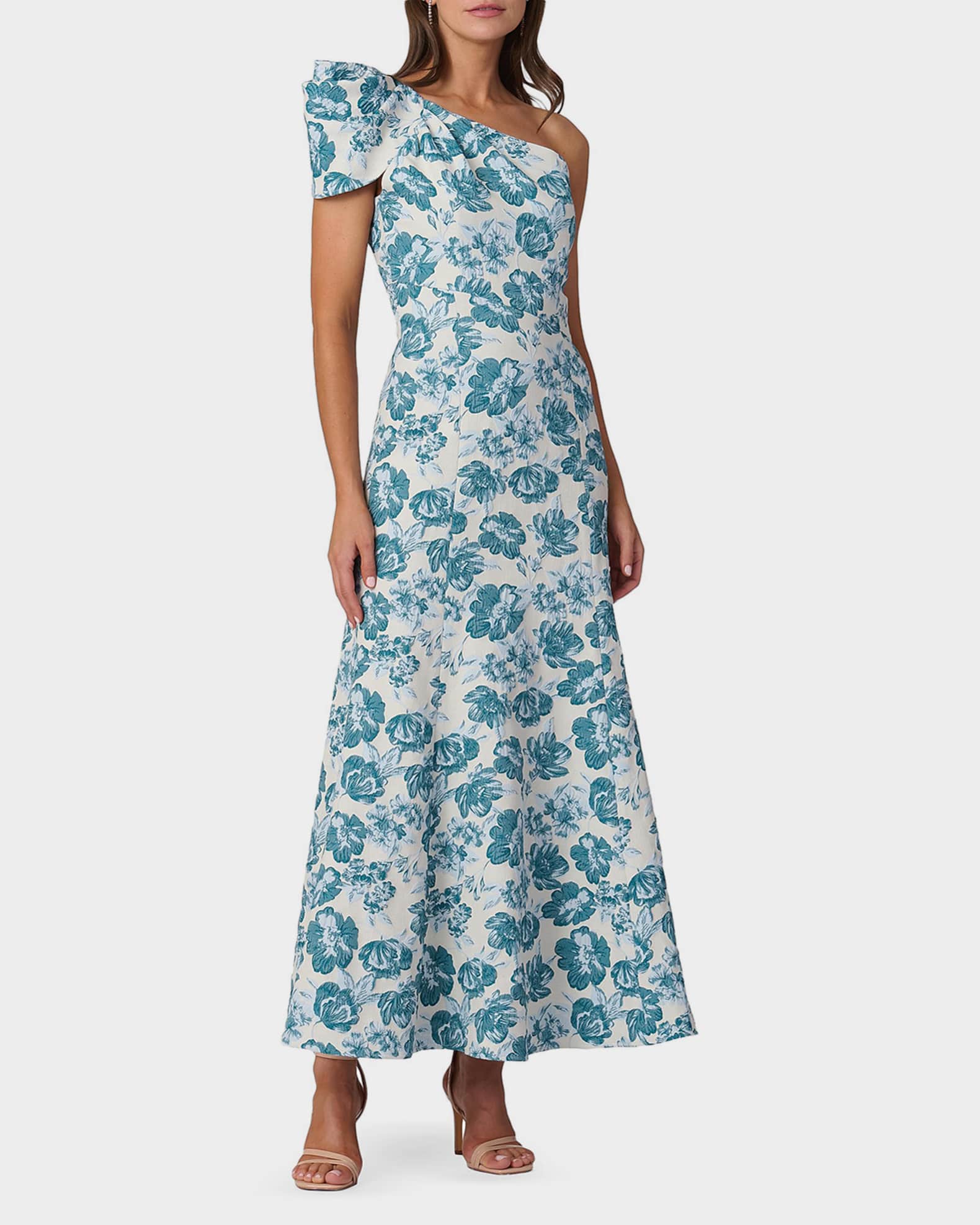 Shoshanna Lolla One-Shoulder Floral Jacquard Maxi Dress | Neiman Marcus