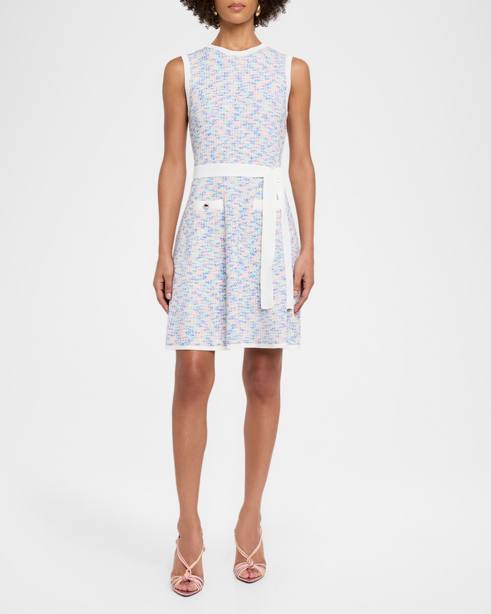 Shoshanna Coco Sleeveless Tweed Knit Mini Dress | Neiman Marcus