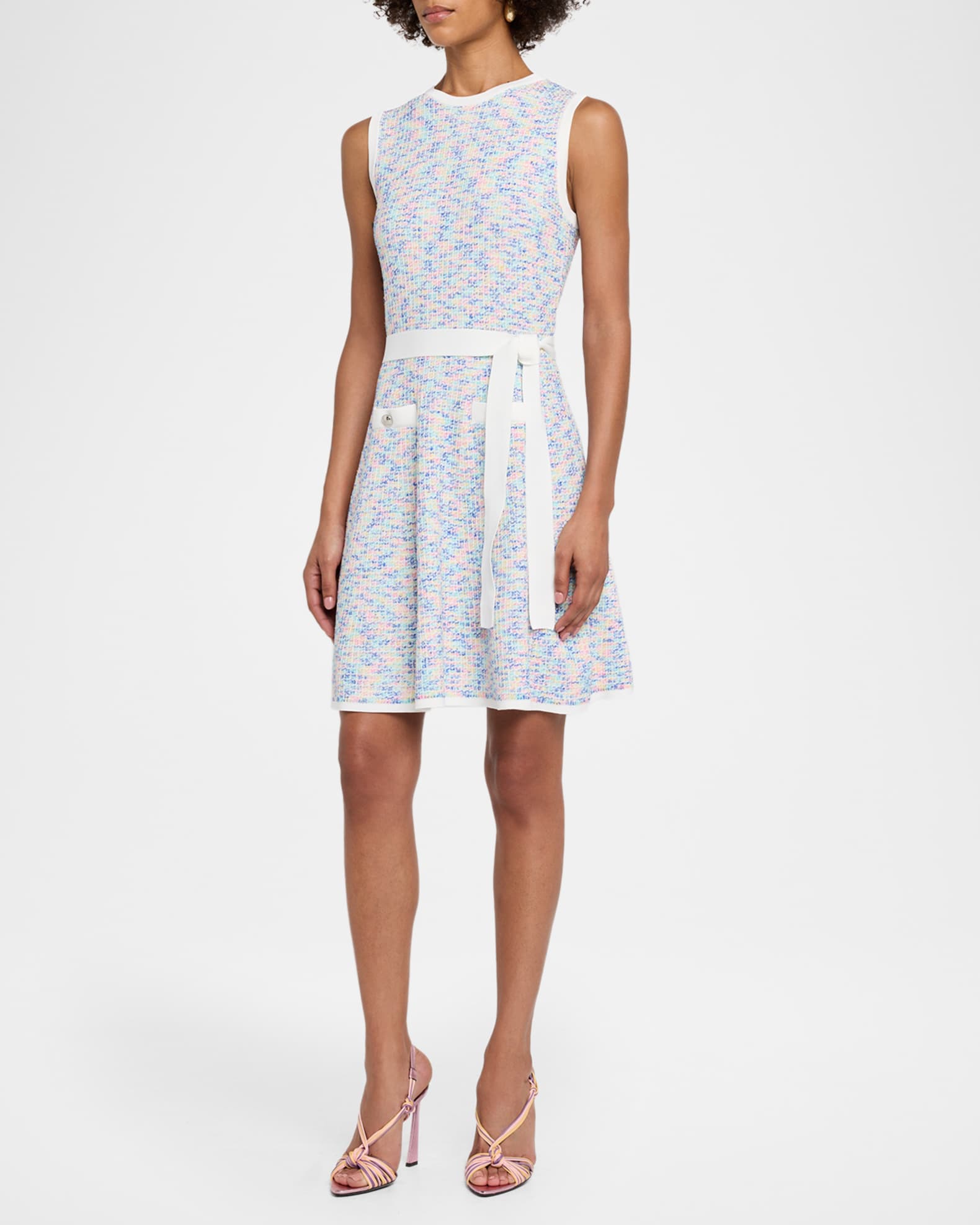 Shoshanna Coco Sleeveless Tweed Knit Mini Dress | Neiman Marcus