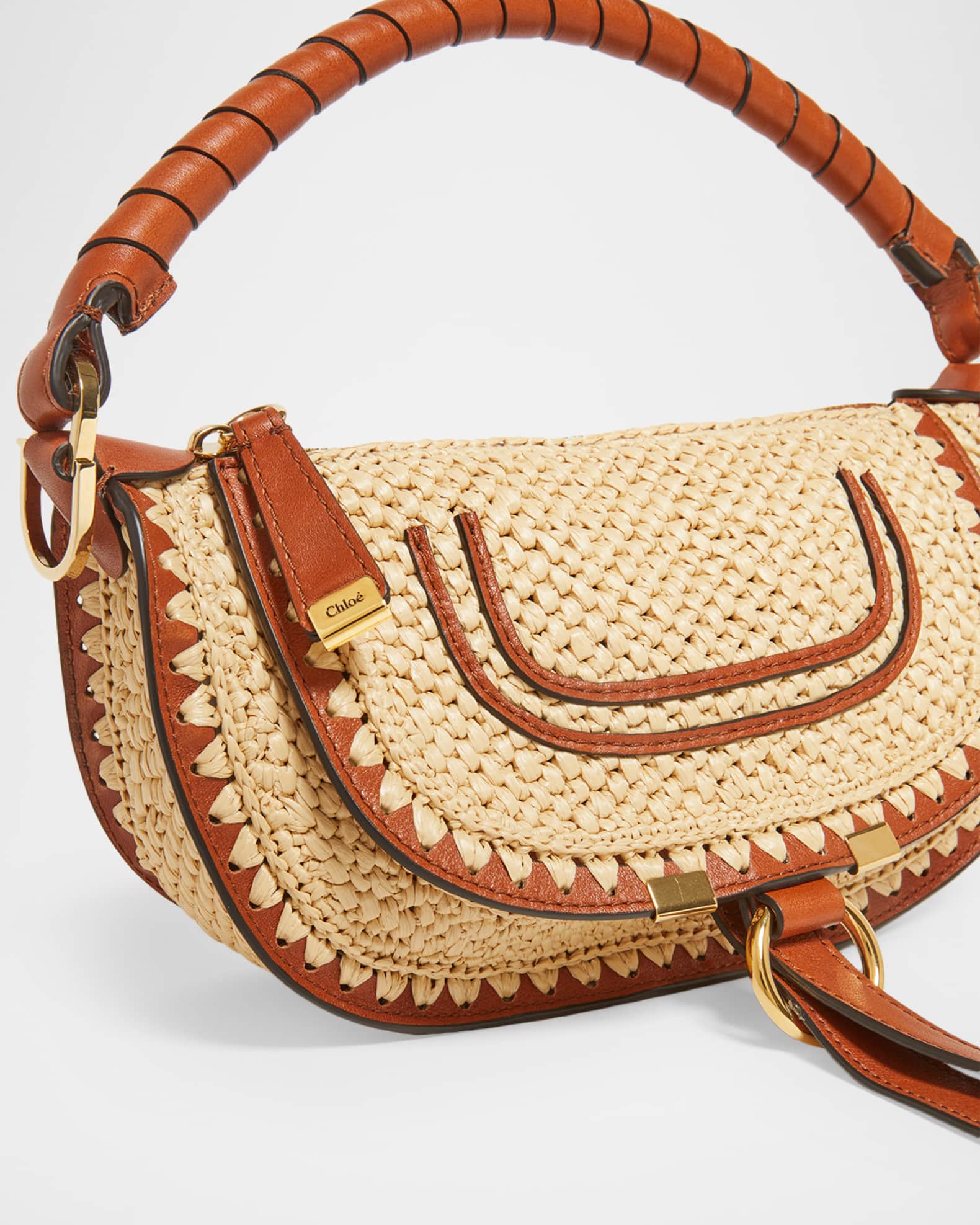 Chloe Marcie Top-Handle Bag in Viscose Raffia | Neiman Marcus