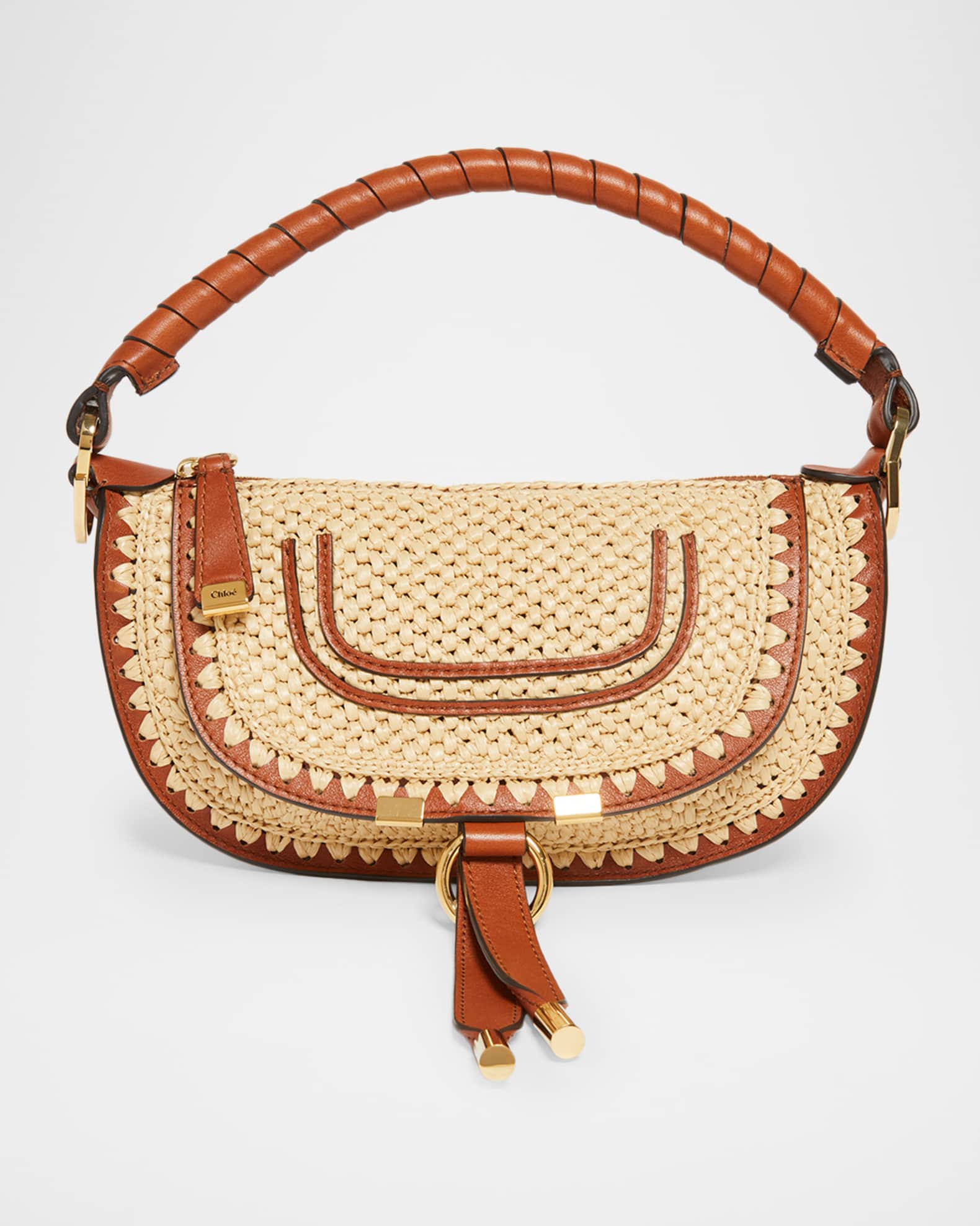 Chloe Marcie Top-Handle Bag in Viscose Raffia | Neiman Marcus