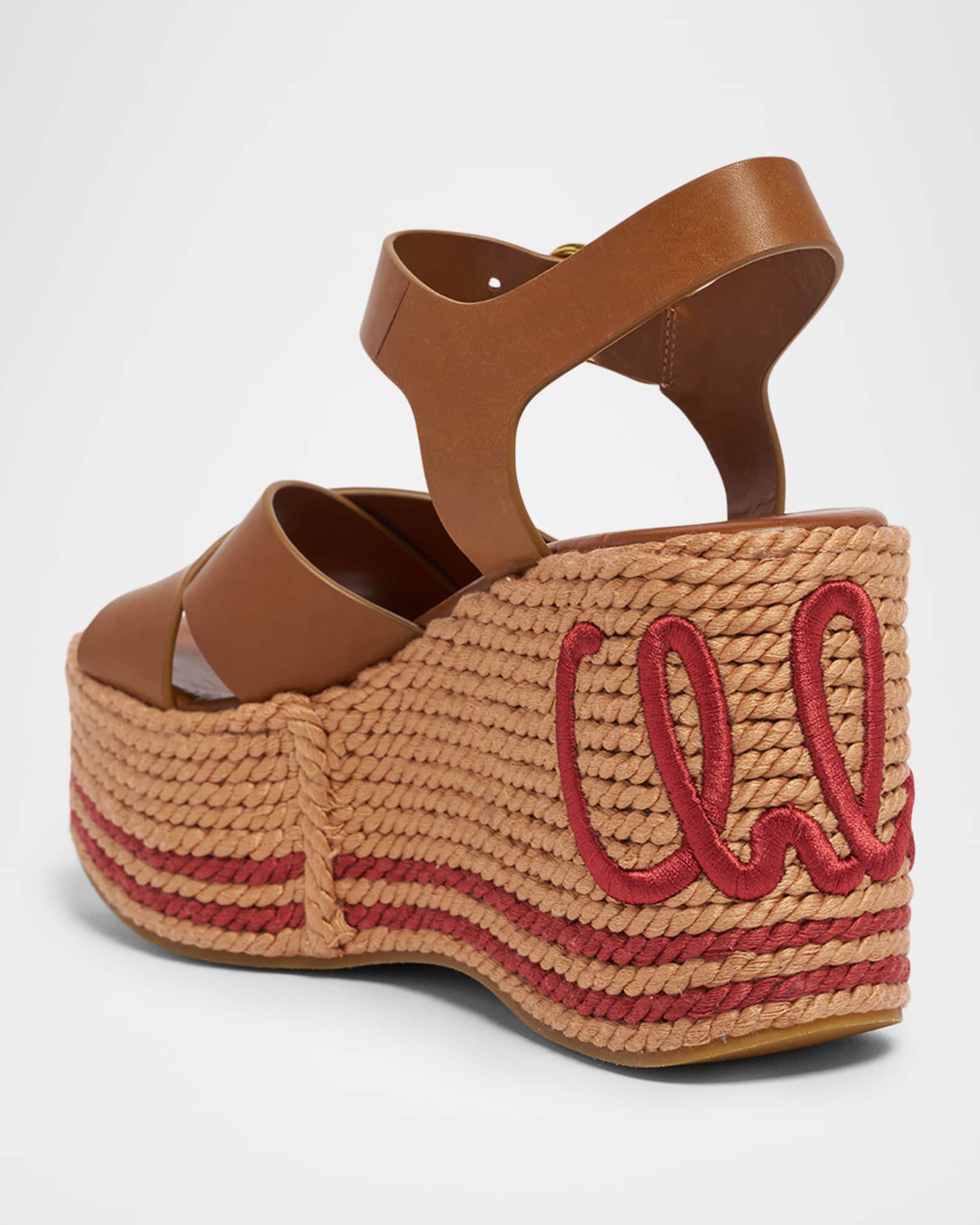 Isla Leather Espadrille Wedge Sandals | Neiman Marcus