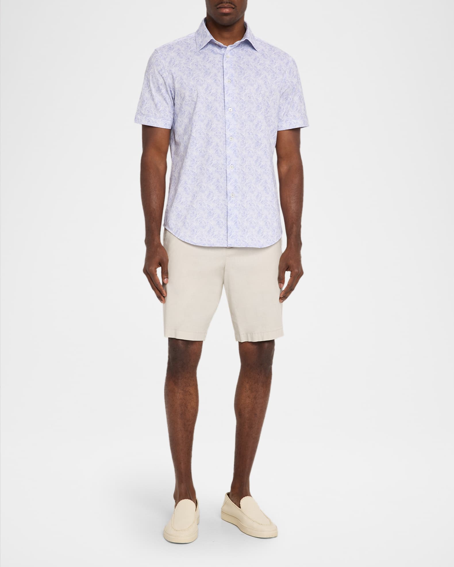 Bugatchi Men's Miles OoohCotton® Leaf Print 8-Way Stretch Short-Sleeve ...