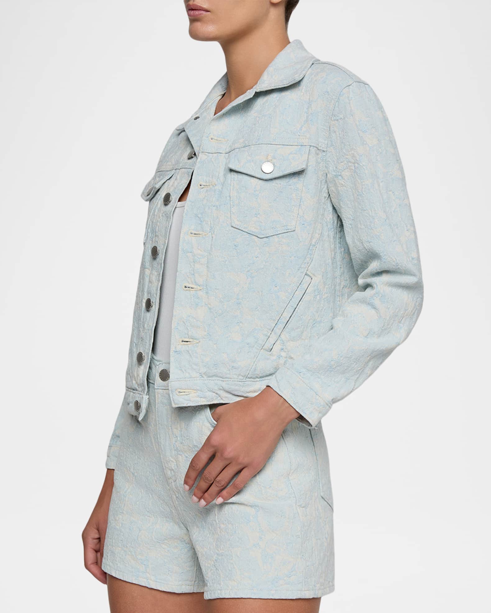 L'Agence Maven Slim Floral Denim Jacket | Neiman Marcus