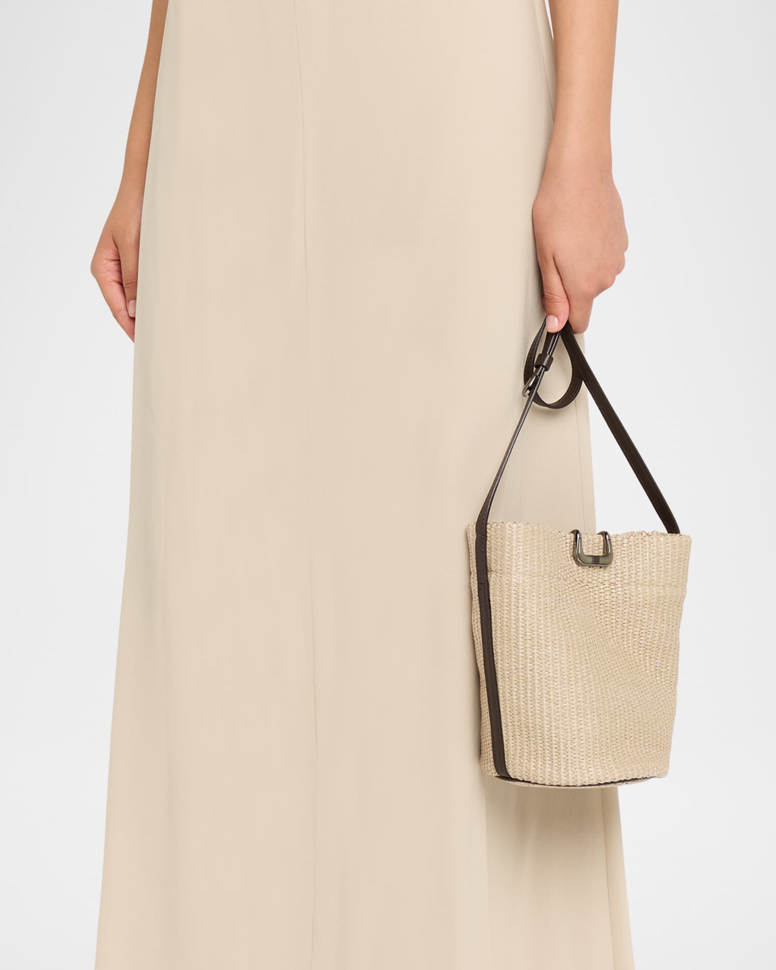 Brunello Cucinelli Raffia Small Bucket Bag | Neiman Marcus