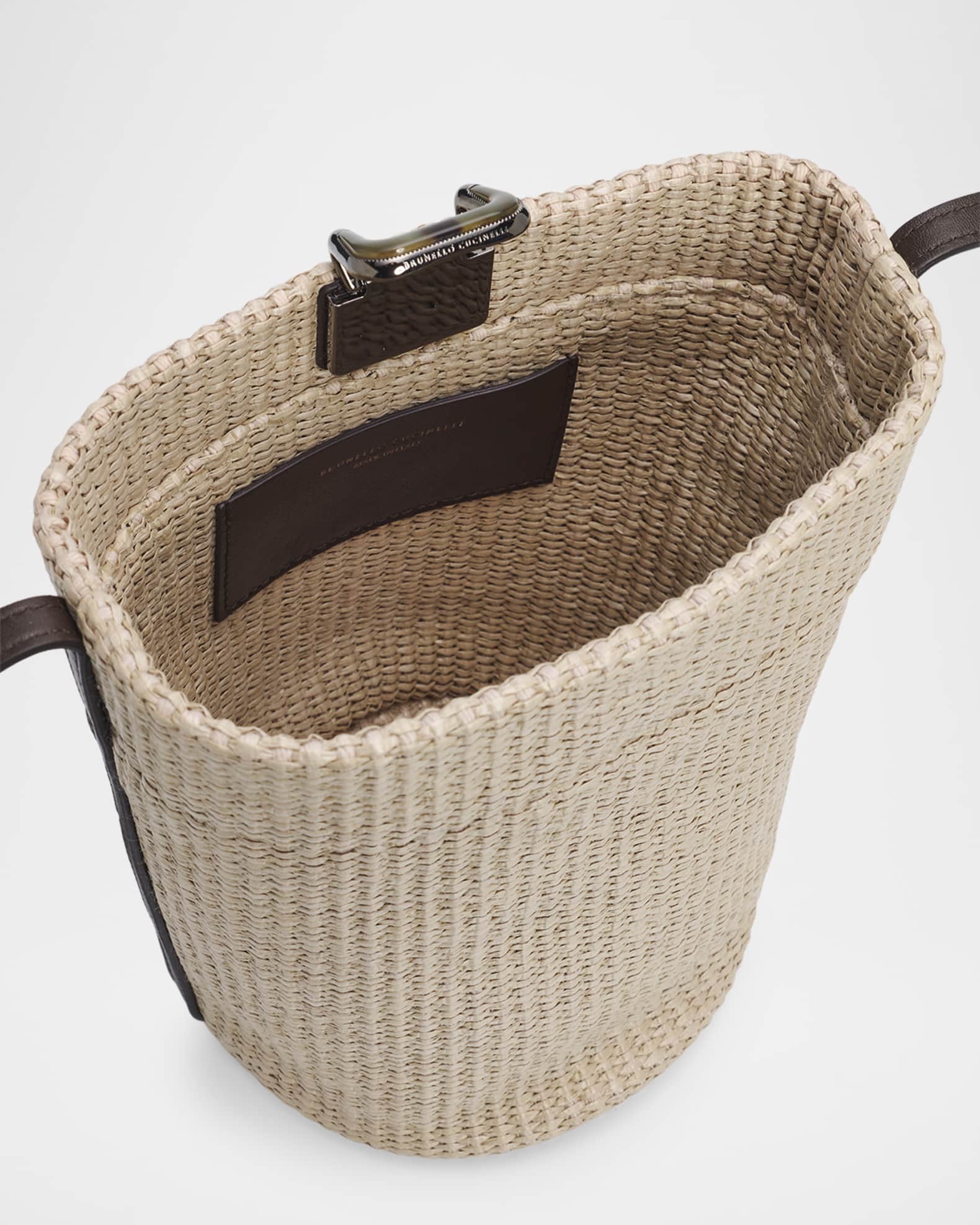 Brunello Cucinelli Raffia Small Bucket Bag | Neiman Marcus