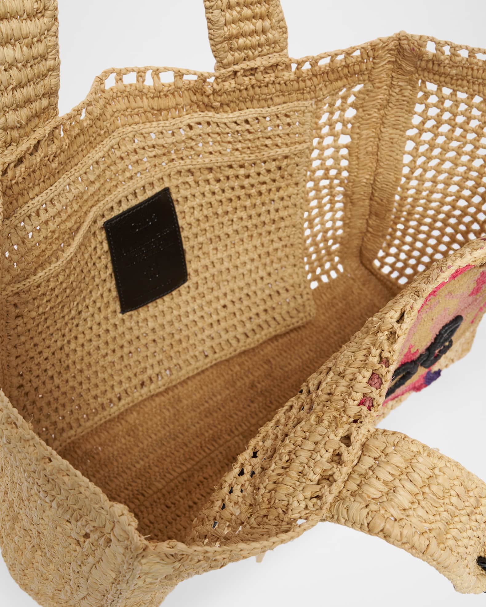Chloe Summer Banana East-West Raffia Tote Bag | Neiman Marcus