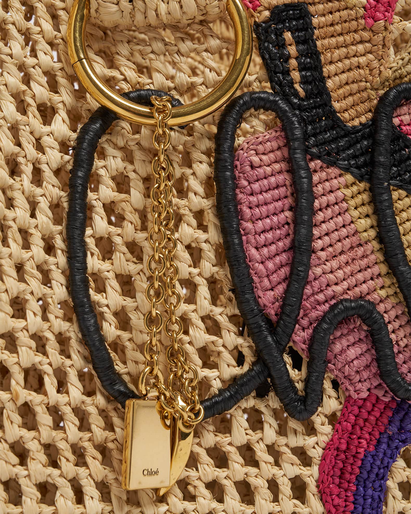 Chloe Summer Banana East-West Raffia Tote Bag | Neiman Marcus