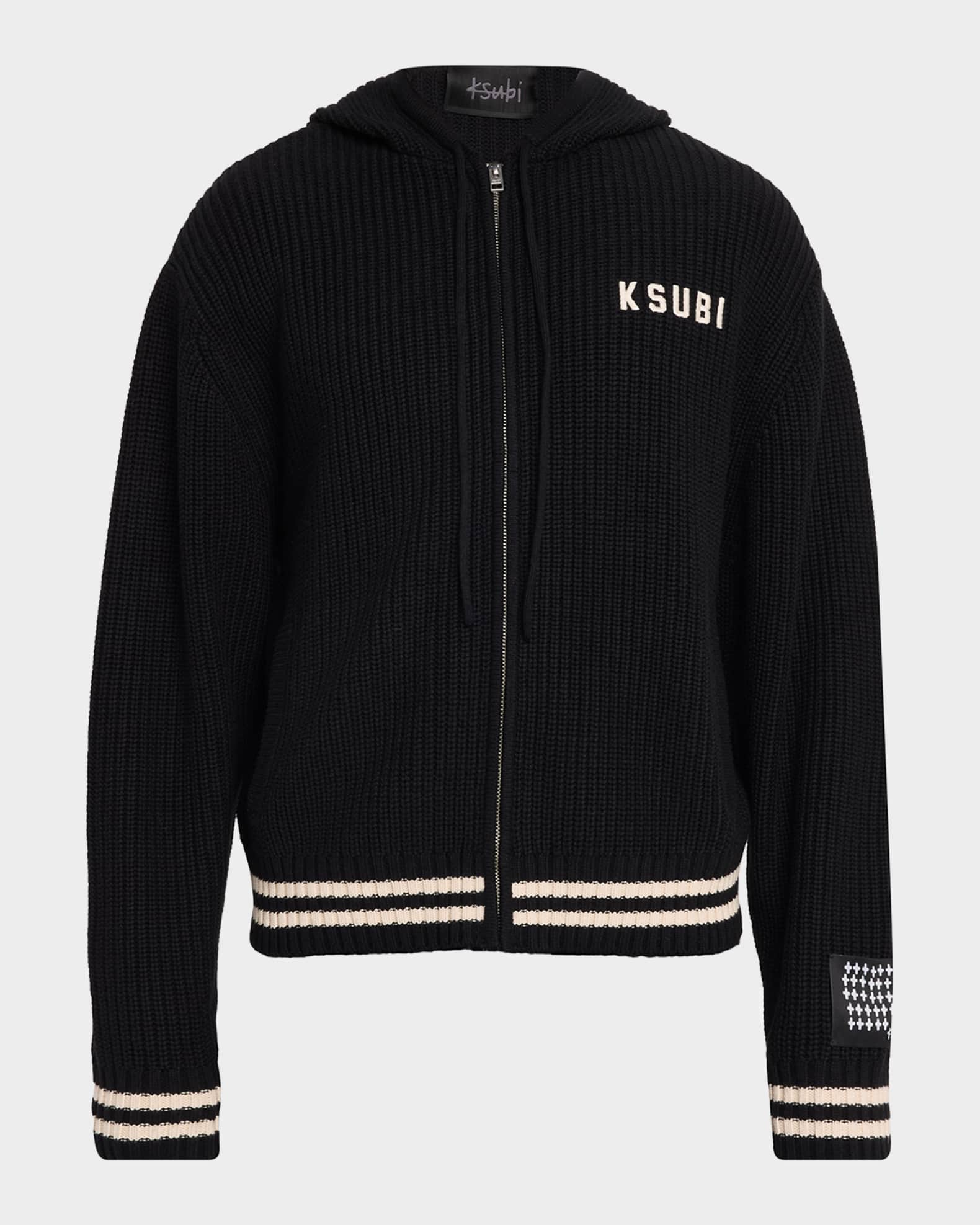 Ksubi Men's Boxer Full-Zip Wool and Cotton Knit Hoodie | Neiman Marcus