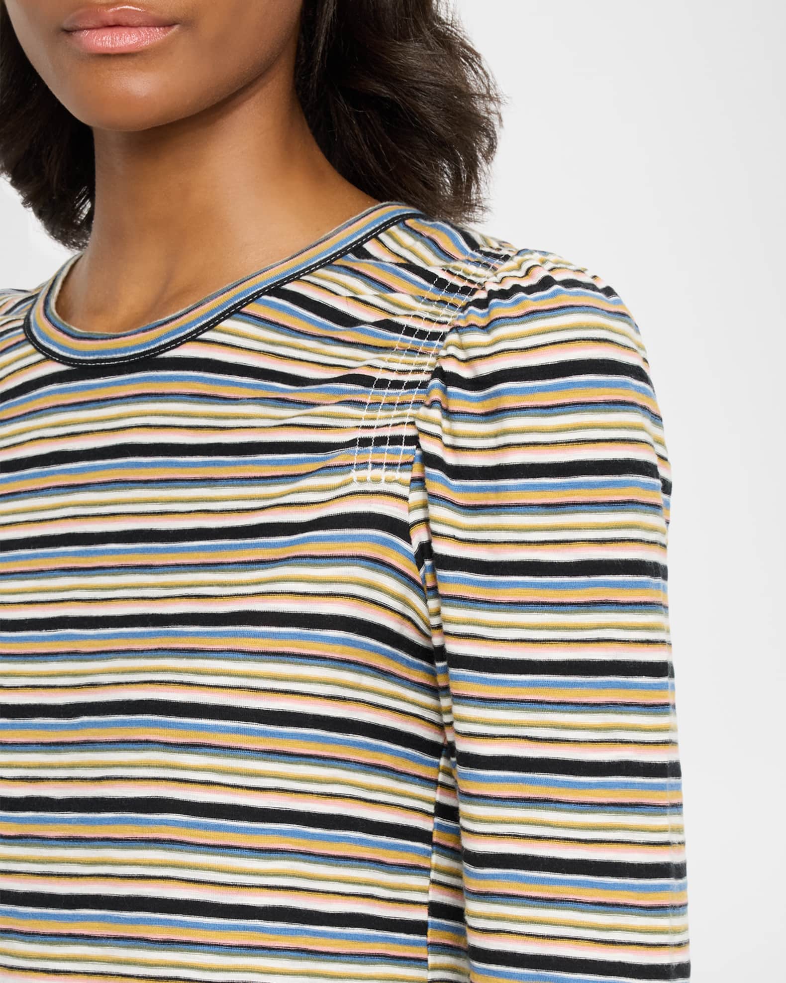 Veronica Beard Bouvet Shirred Long-Sleeve Tee | Neiman Marcus