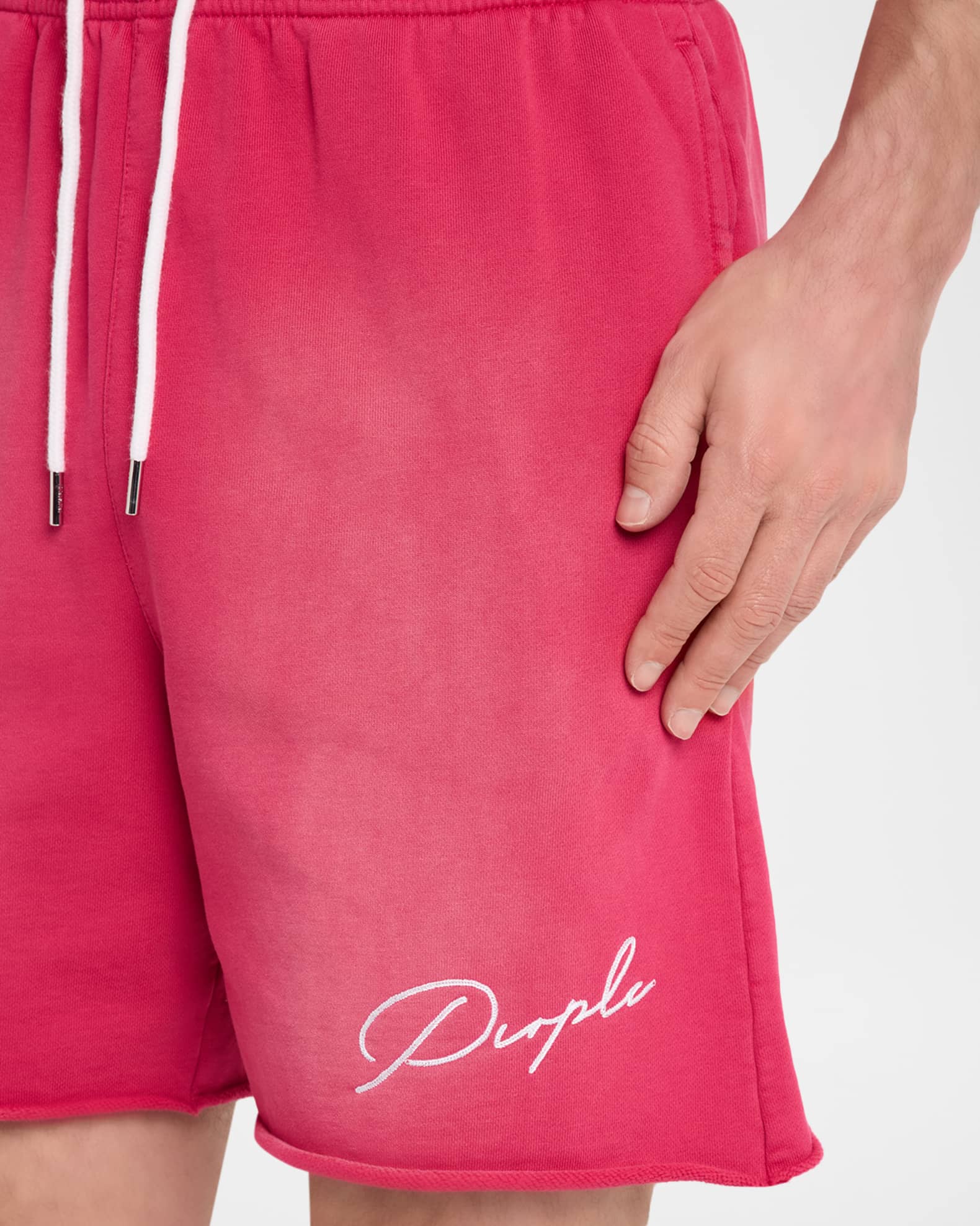 PURPLE Men's Signature Faded Cotton Shorts | Neiman Marcus