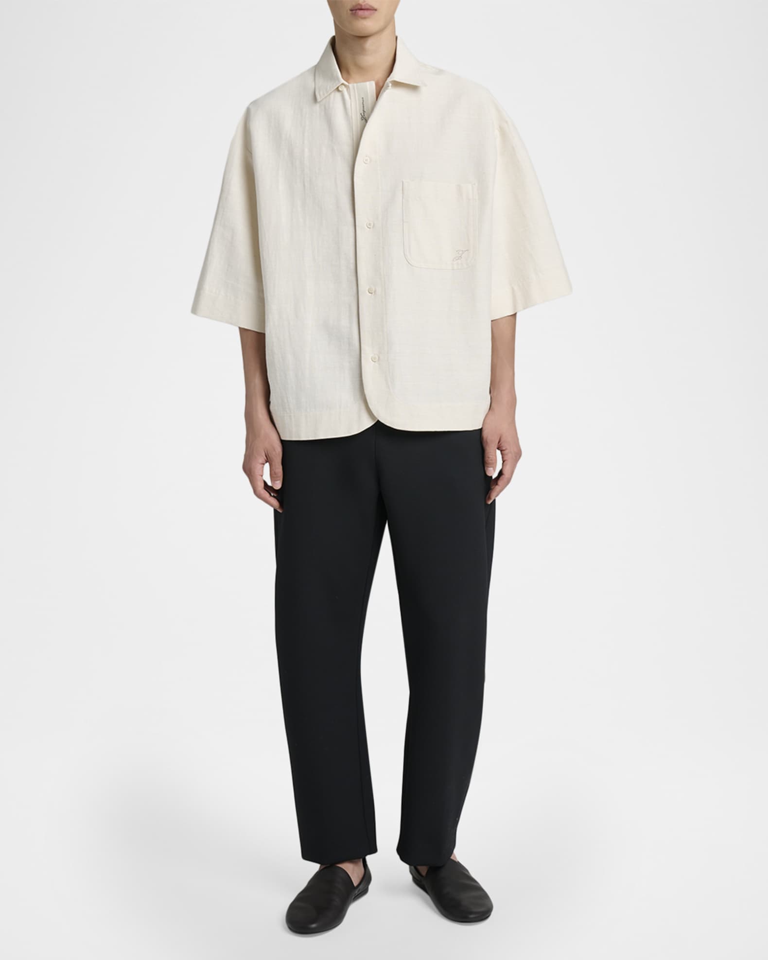 Jacquemus Men's La Chemise Boxy Fit Camp Shirt | Neiman Marcus