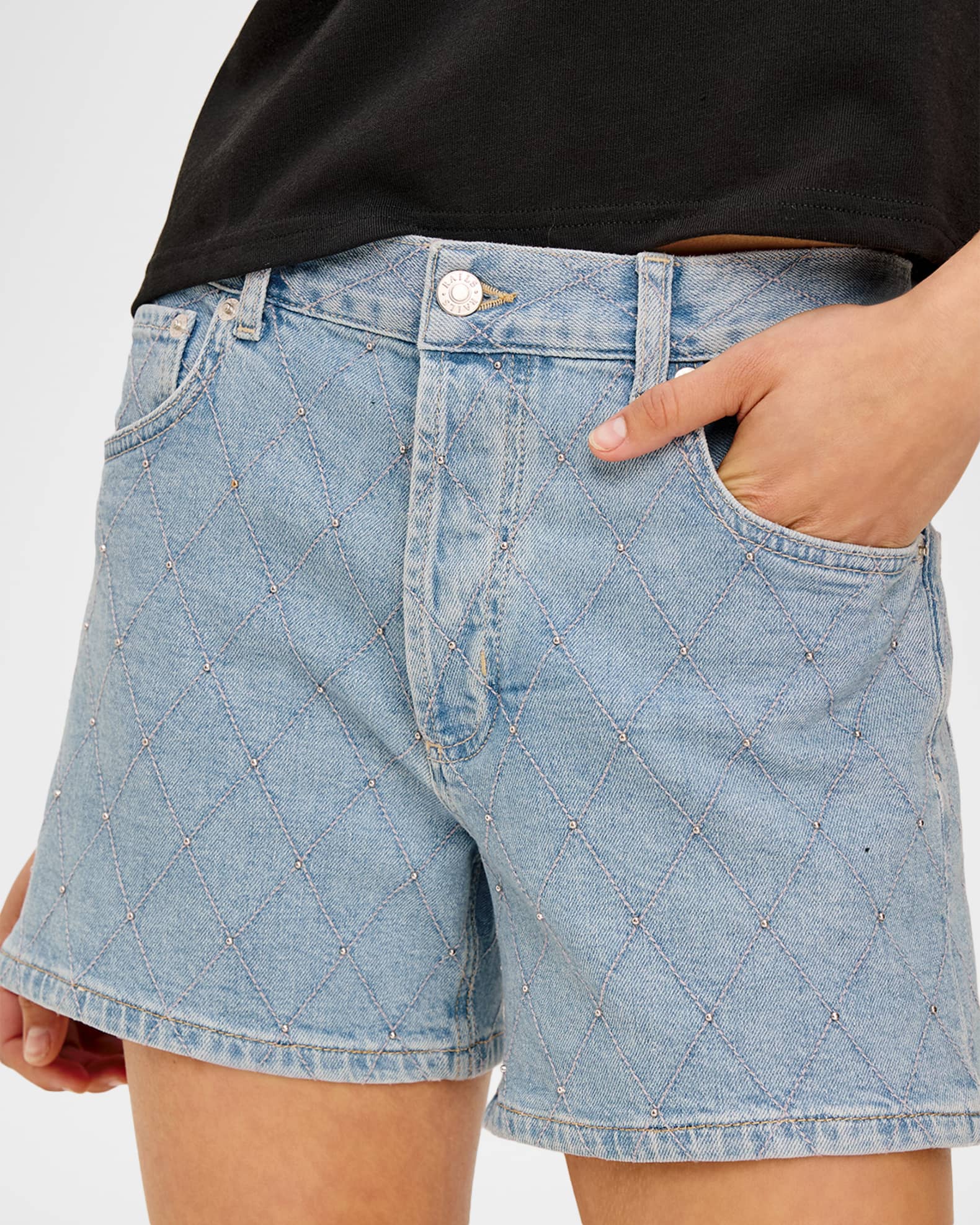Rails Mesa Lattice Denim Shorts | Neiman Marcus