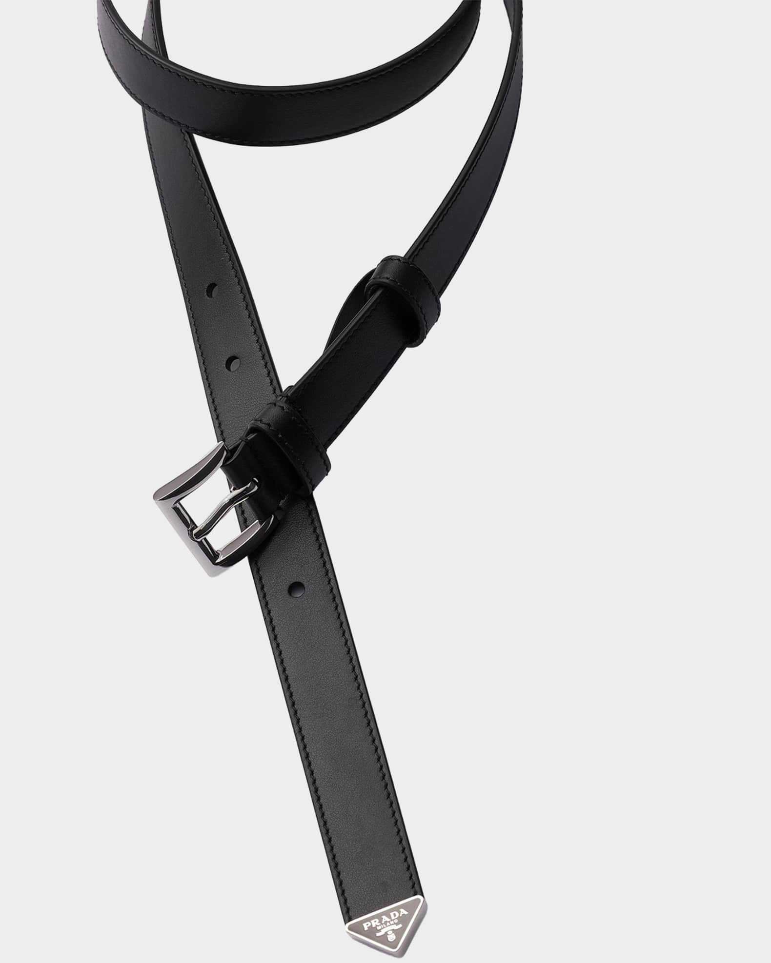 Prada Triangle Leather Belt | Neiman Marcus