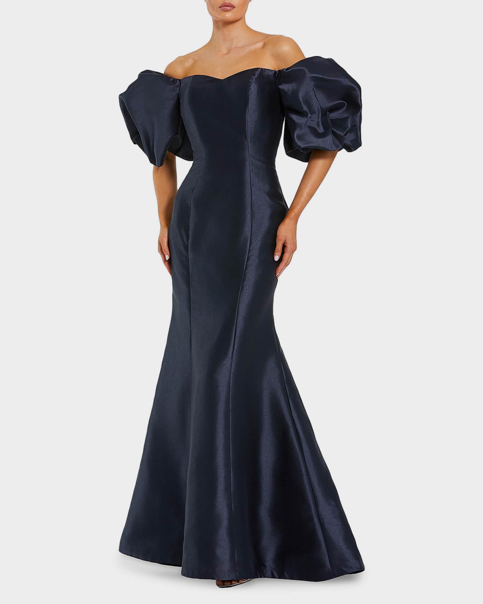 Mac Duggal Sweetheart Off-The-Shoulder Puff-Sleeve Gown | Neiman Marcus