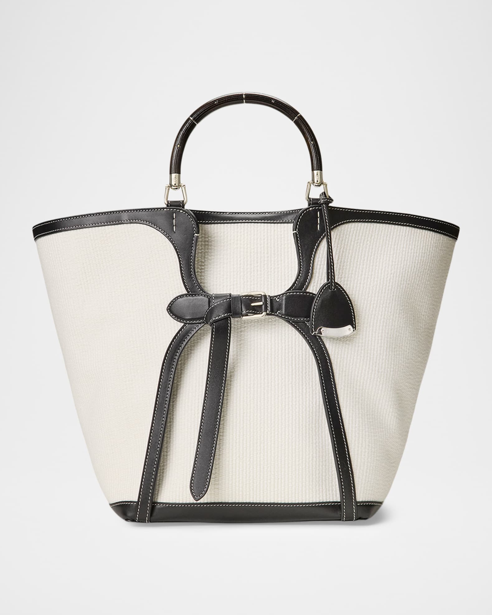 Ralph Lauren Collection Ralph Large Leather-Trim Woven Tote Bag ...