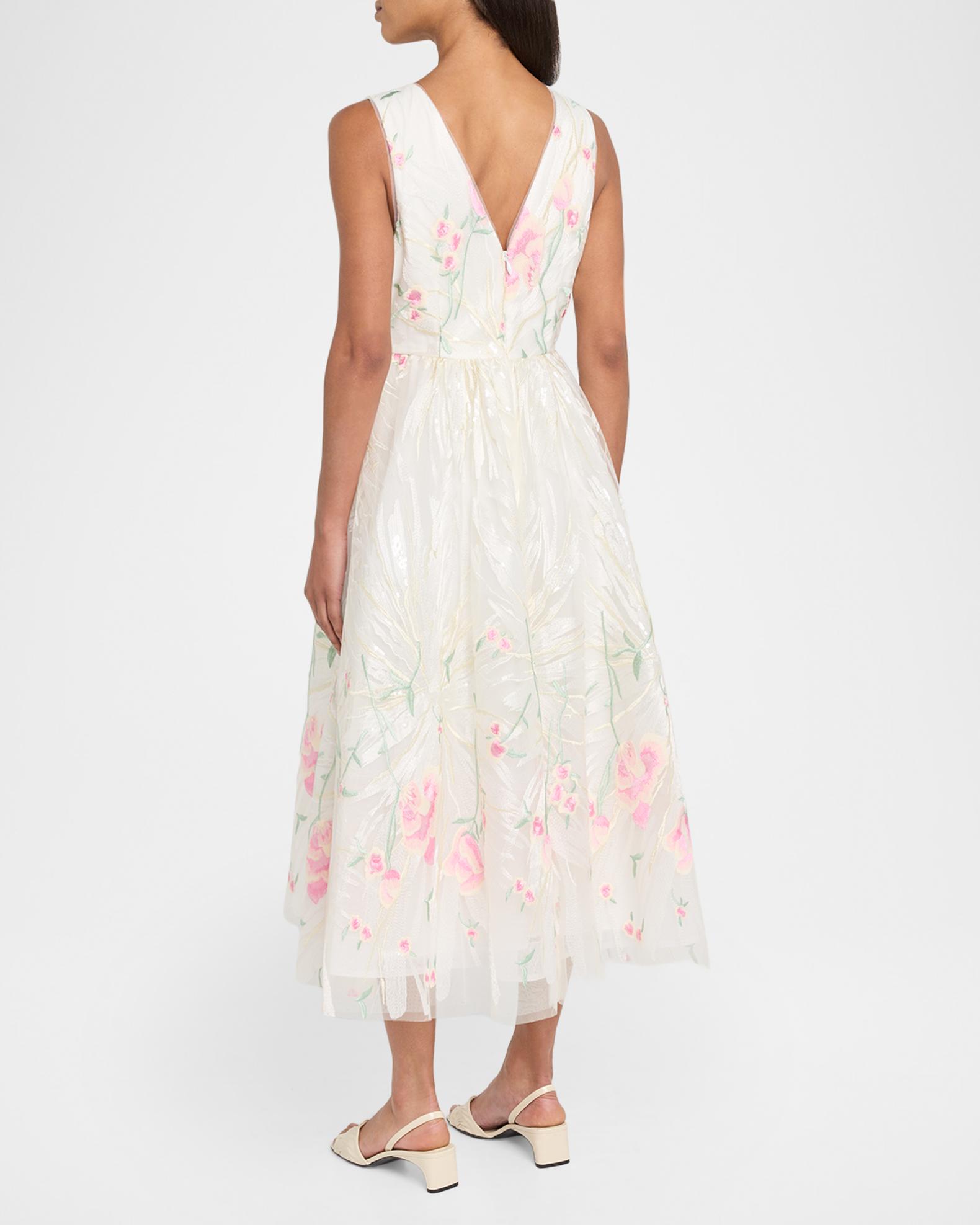 Milly Hariet Floral Mesh Embroidered Dress