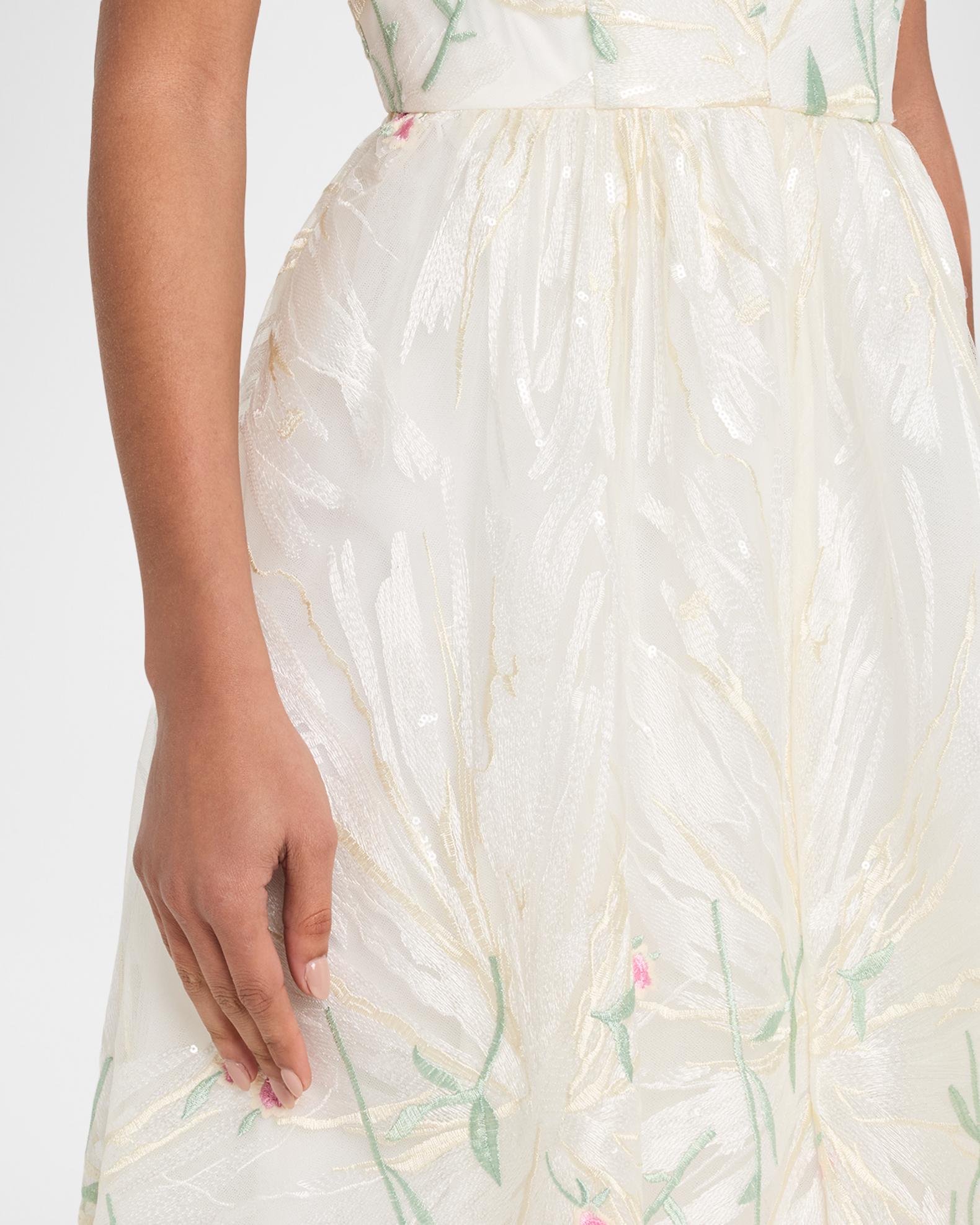 Milly Hariet Floral Mesh Embroidered Dress