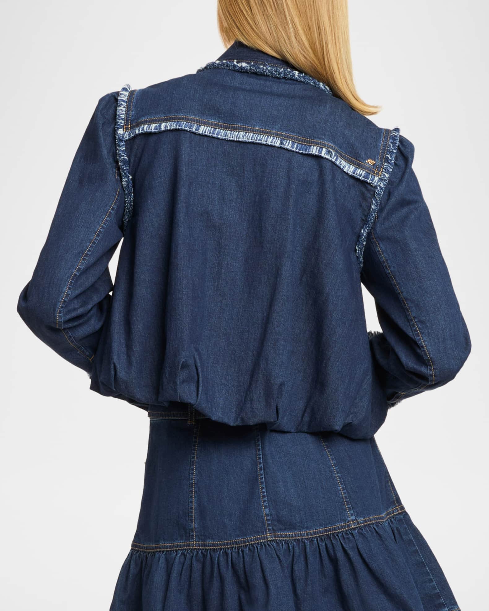 Cinq a Sept Denim Fringe-Trim Jacket | Neiman Marcus