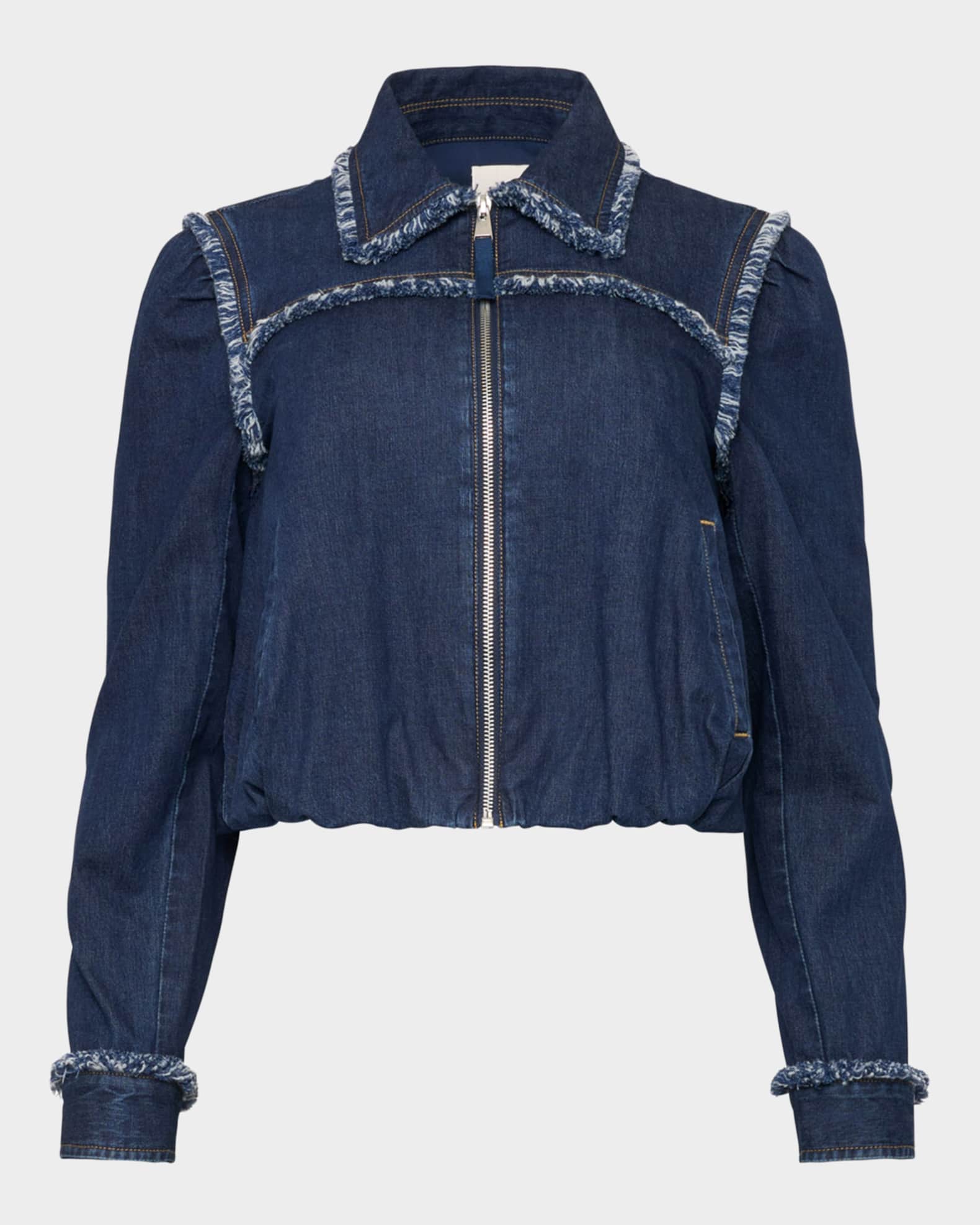 Cinq a Sept Denim Fringe-Trim Jacket | Neiman Marcus