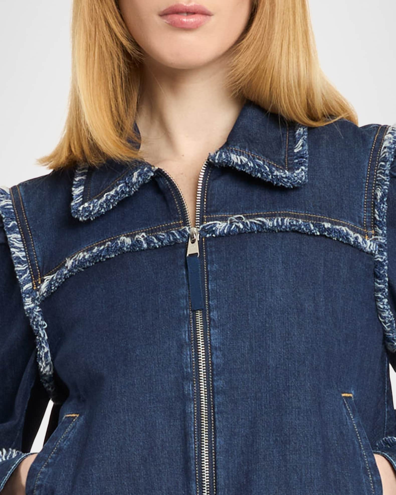 Cinq a Sept Denim Fringe-Trim Jacket | Neiman Marcus