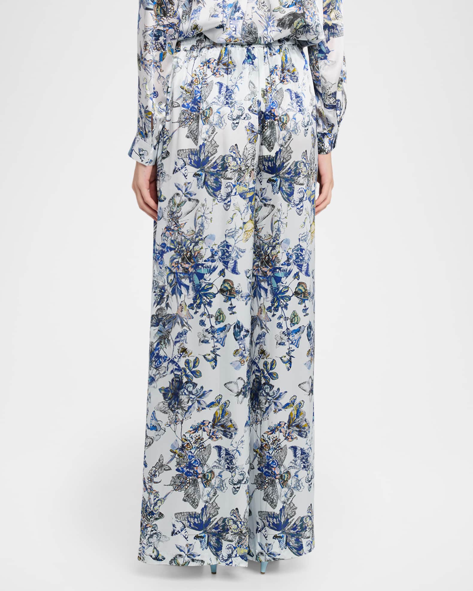 L'Agence Lillian Silk Wide-Leg Pants | Neiman Marcus