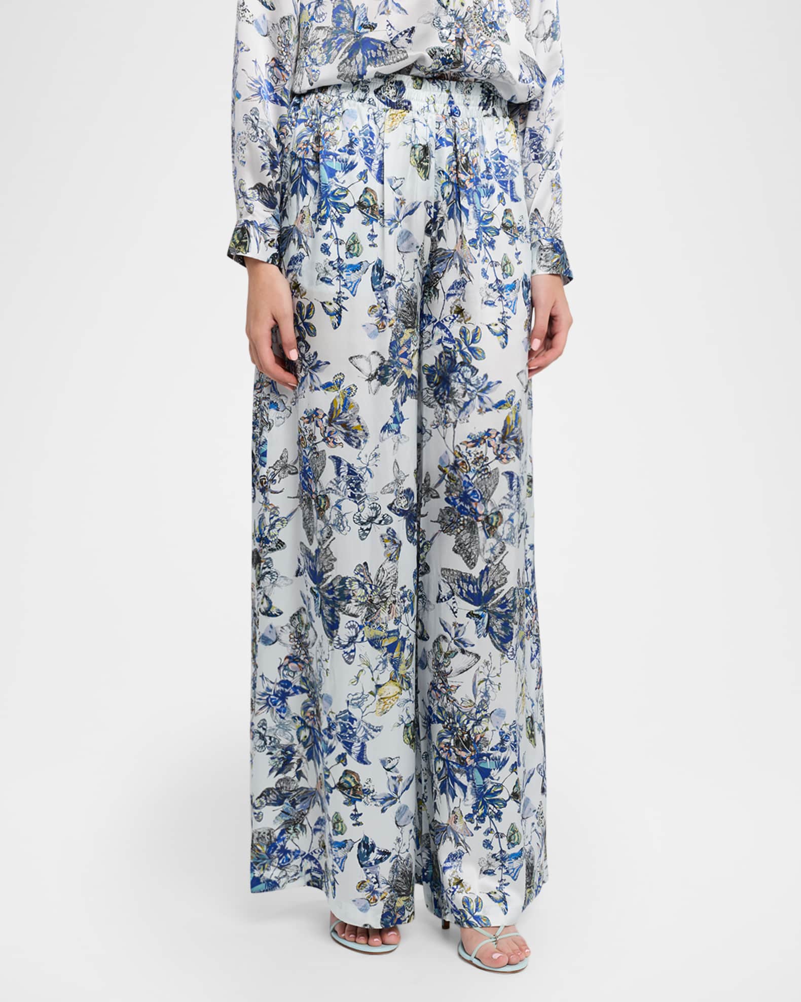 L'Agence Lillian Silk Wide-Leg Pants | Neiman Marcus