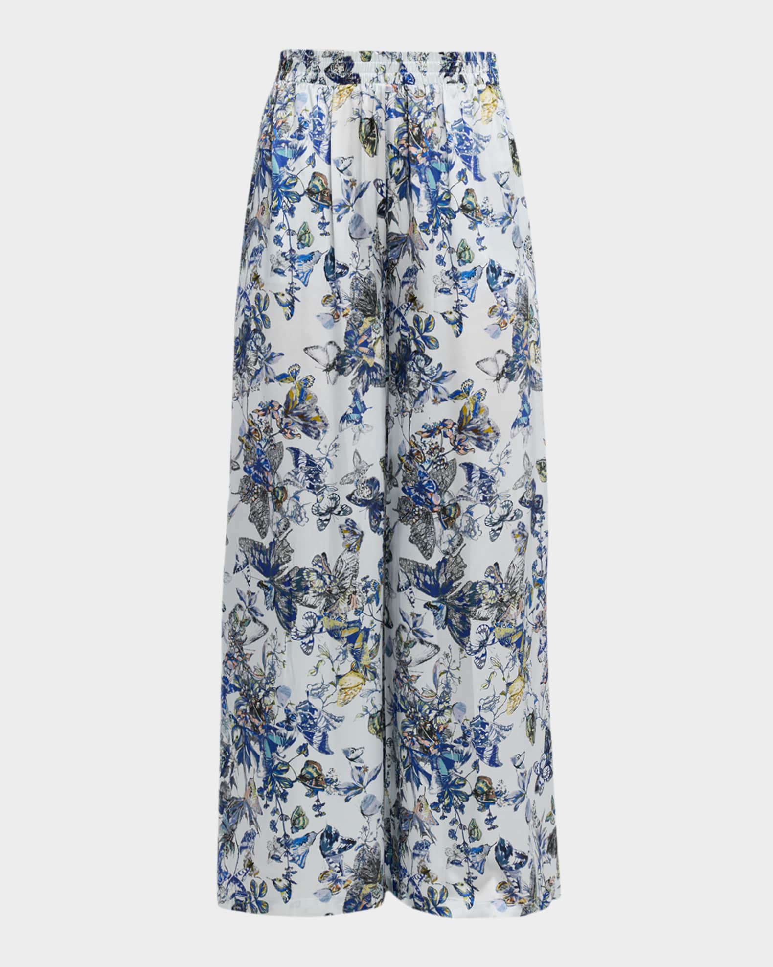 L'Agence Lillian Silk Wide-Leg Pants | Neiman Marcus