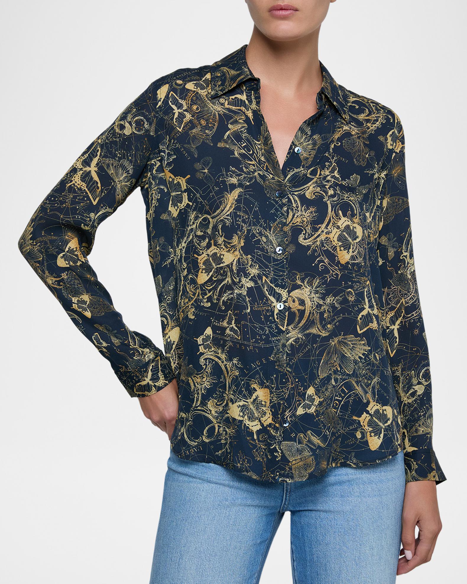 L'Agence Nina Celestial Silk Blouse | Neiman Marcus