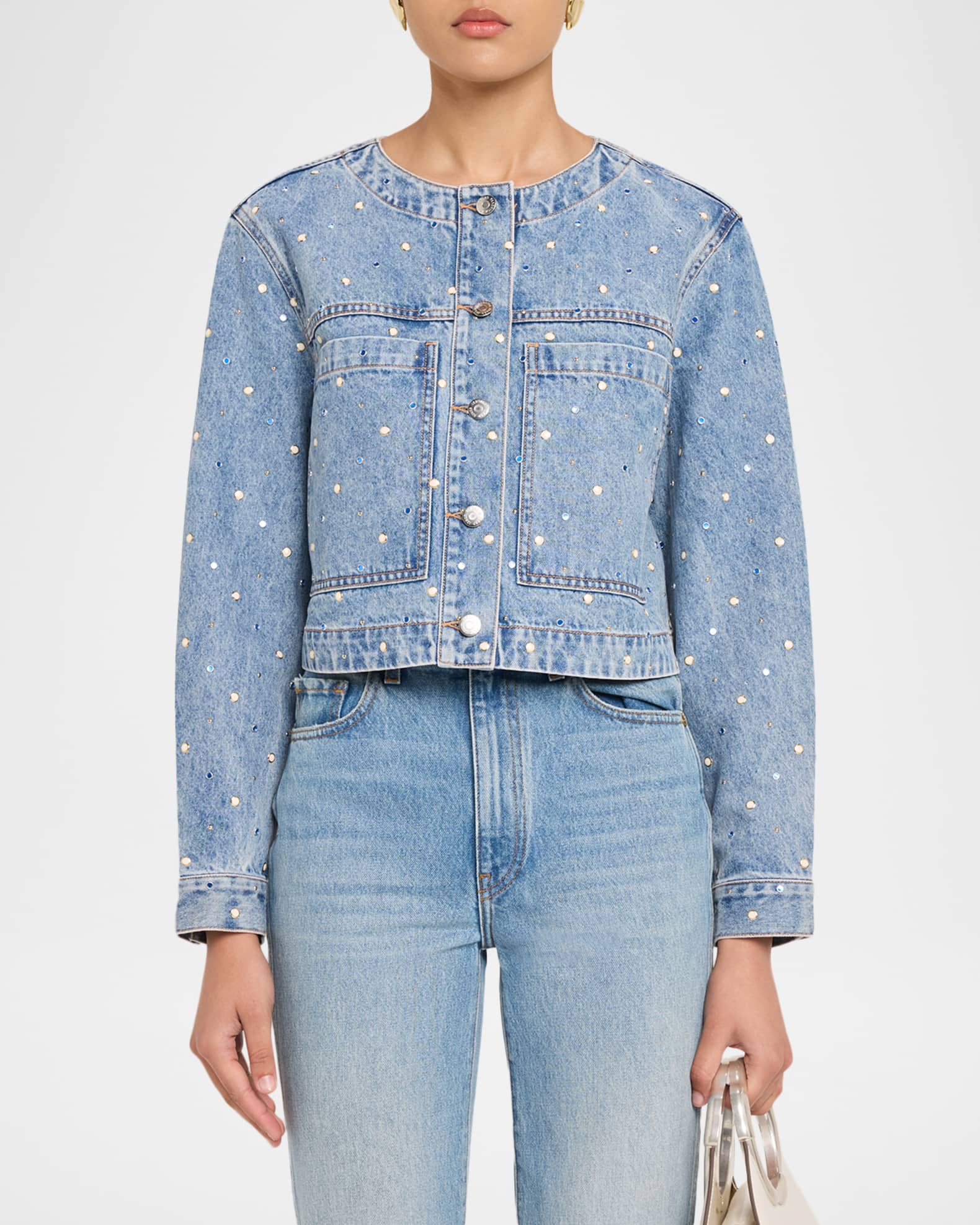 Veronica Beard Lowry Embellished Denim Jacket | Neiman Marcus