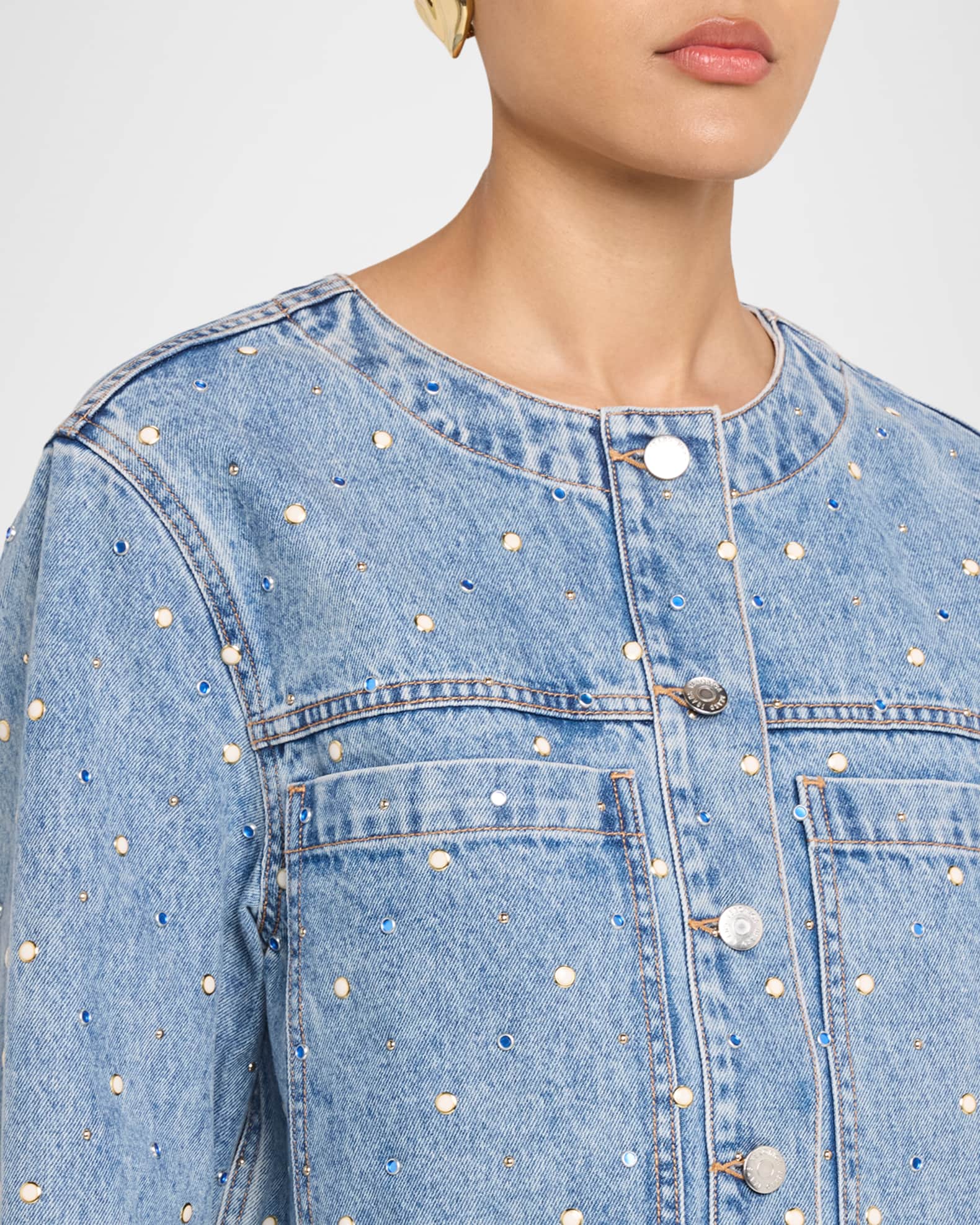 Veronica Beard Lowry Embellished Denim Jacket | Neiman Marcus