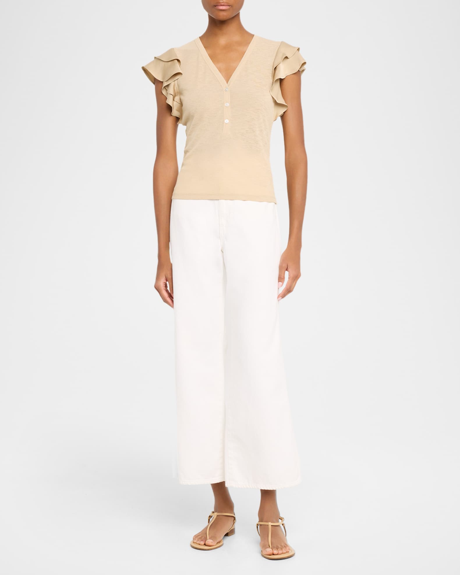 Veronica Beard Aphrodite Flutter-Sleeve Top | Neiman Marcus