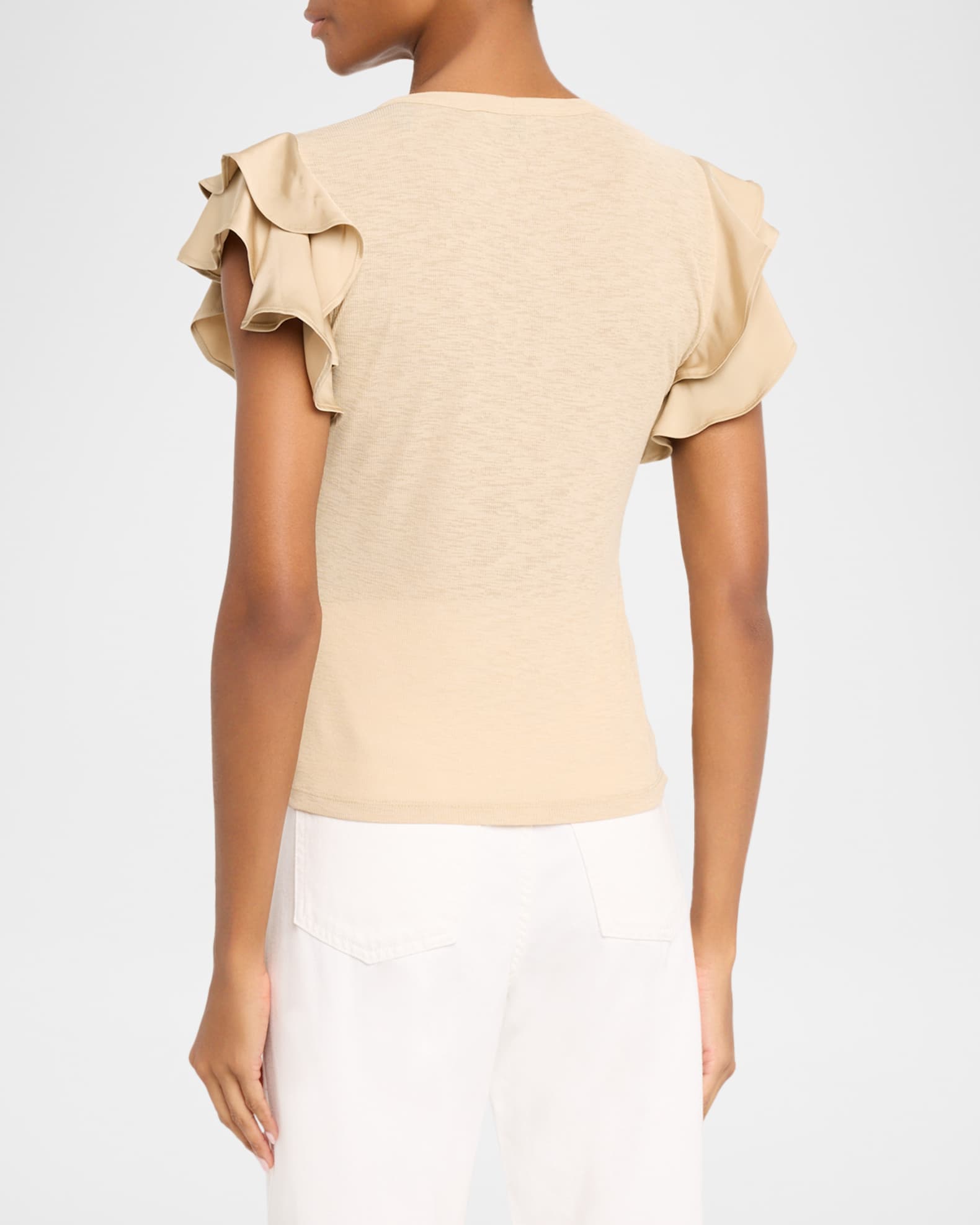 Veronica Beard Aphrodite Flutter-Sleeve Top | Neiman Marcus