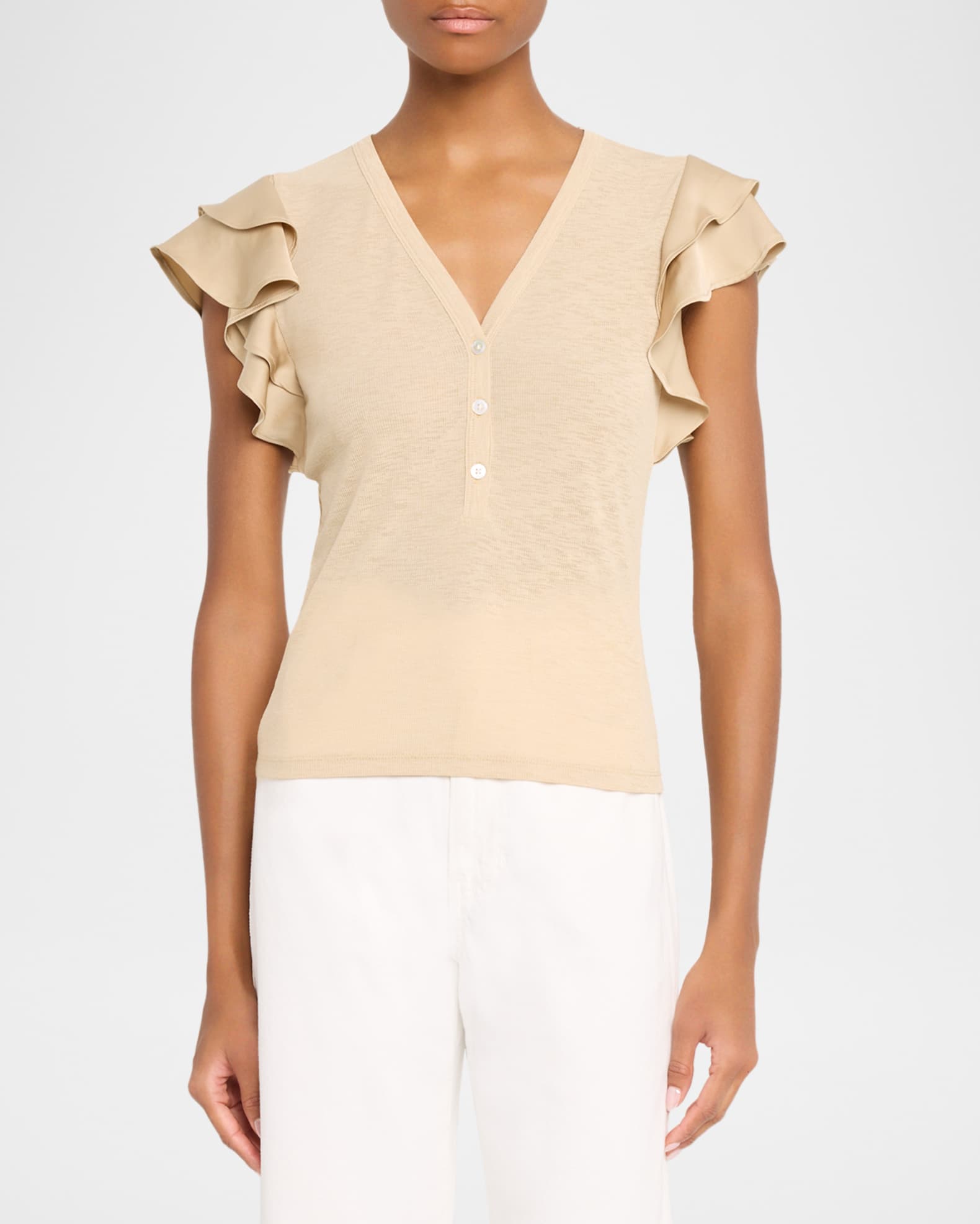 Veronica Beard Aphrodite Flutter-Sleeve Top | Neiman Marcus