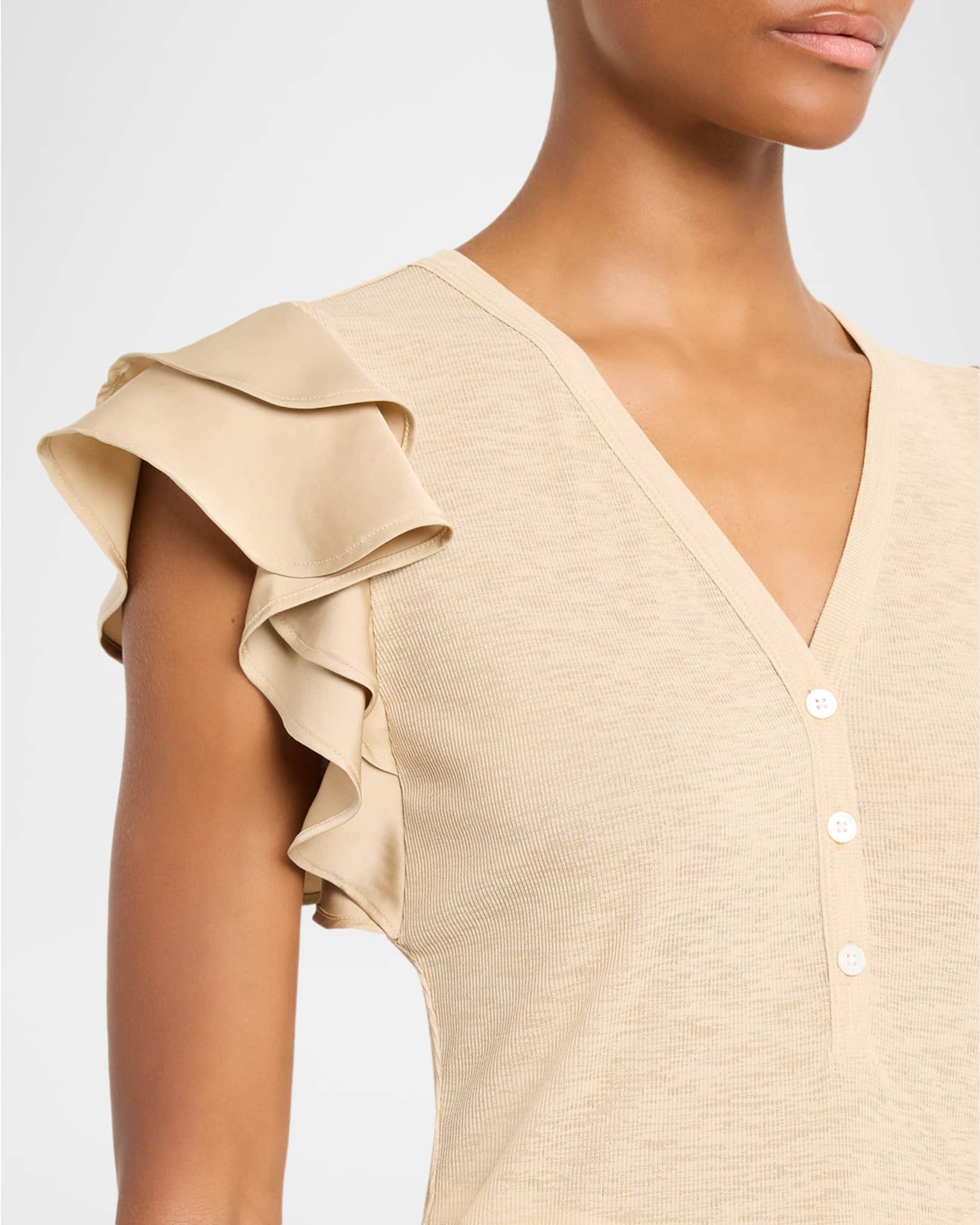 Veronica Beard Aphrodite Flutter-Sleeve Top | Neiman Marcus