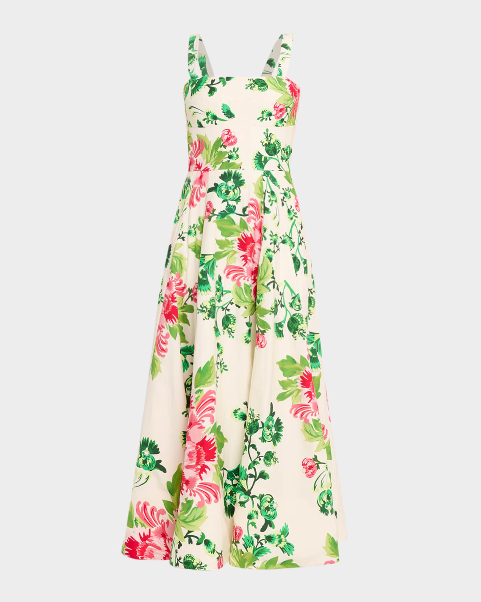 Saloni Sabrina Floral A-Line Midi Dress | Neiman Marcus
