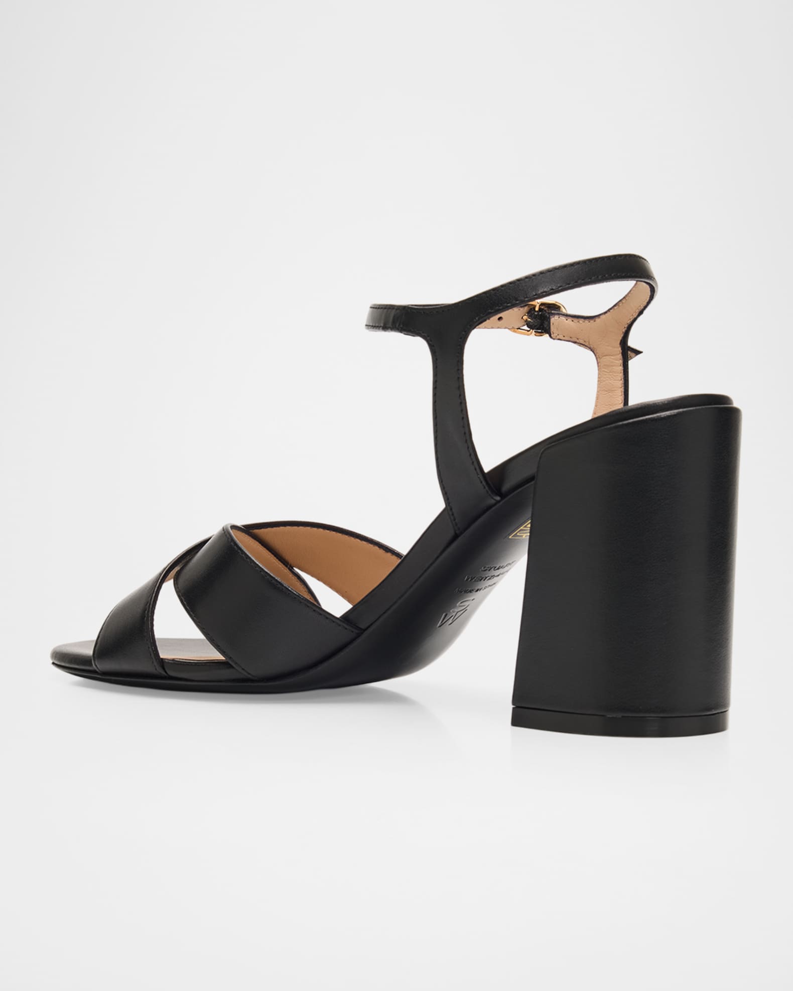 Stuart Weitzman Alyssa 85mm Leather Block-Heel Sandals | Neiman Marcus