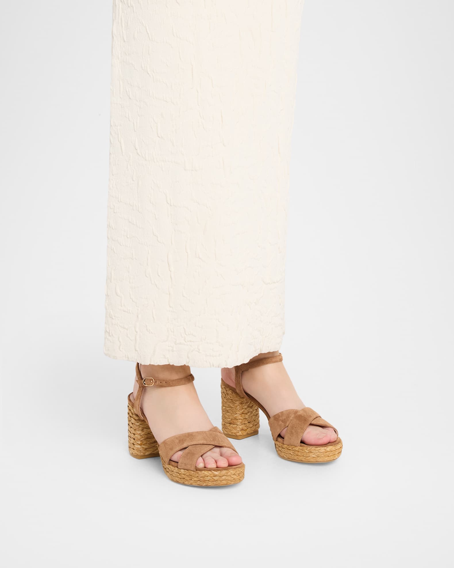 Stuart Weitzman 80mm Dayna Suede Espadrille Platform Sandals | Neiman ...