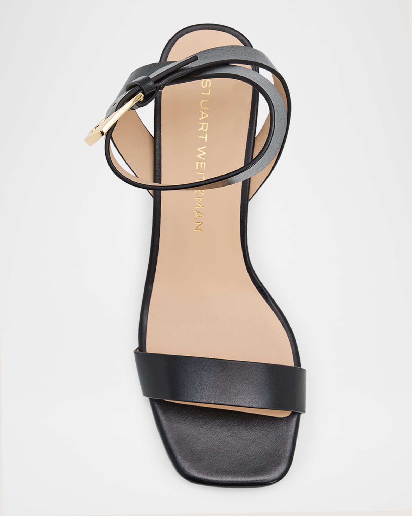 Stuart Weitzman 50mm Sai Leather Ankle-Strap Sandals | Neiman Marcus