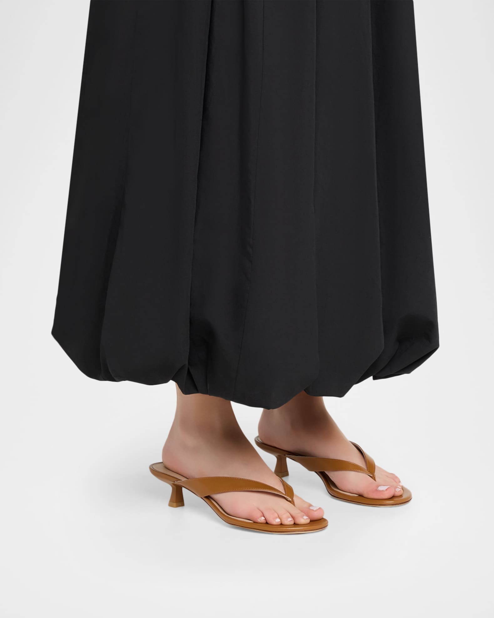 Stuart Weitzman Rio Leather Kitten-Heel Thong Sandals | Neiman Marcus