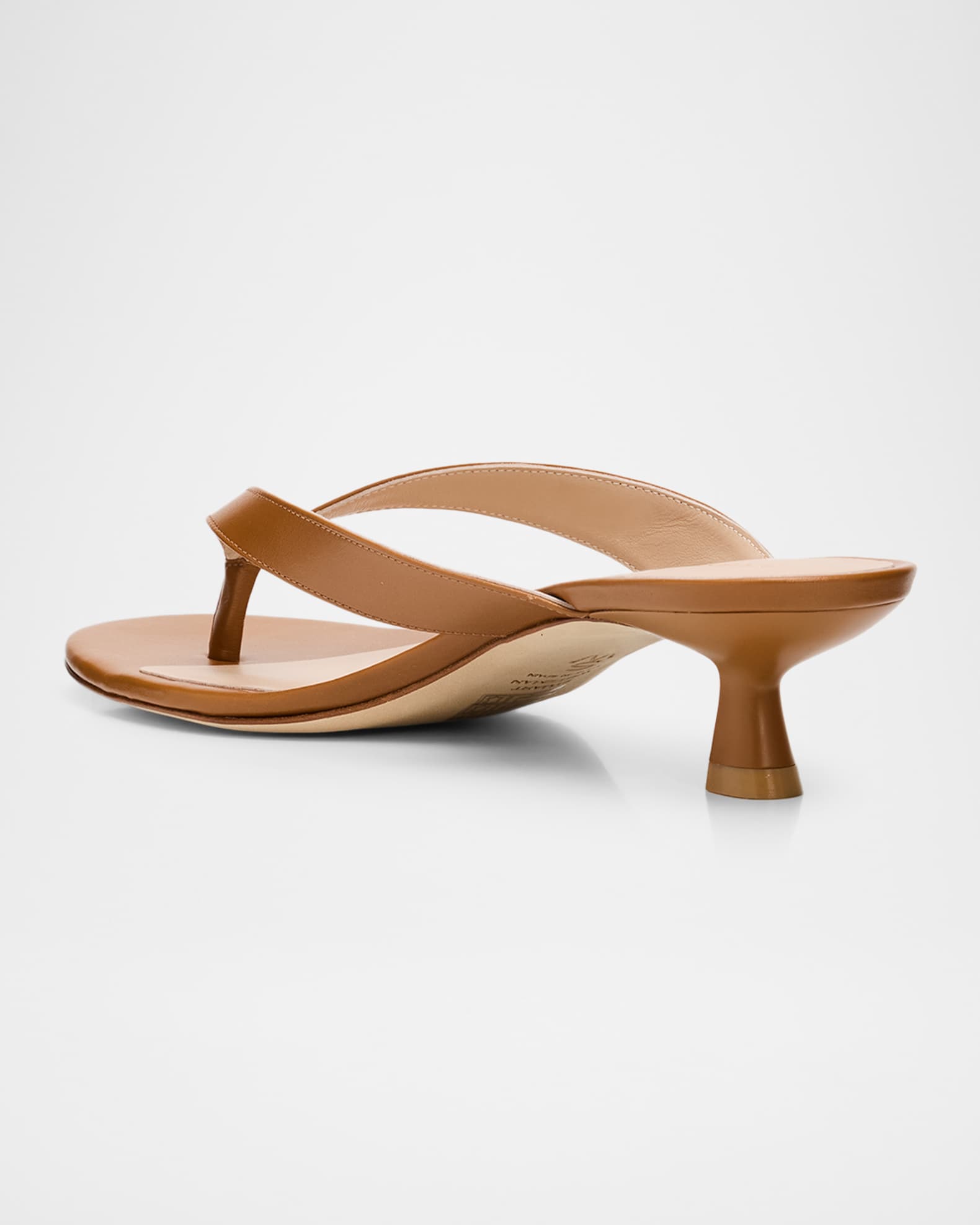 Stuart Weitzman Rio Leather Kitten-Heel Thong Sandals | Neiman Marcus