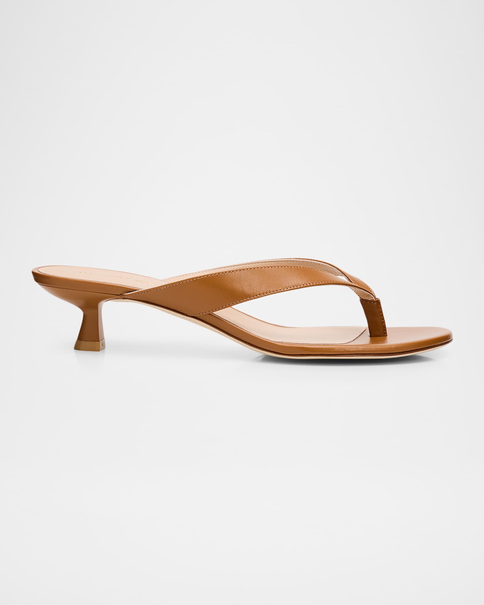 Stuart Weitzman Rio Leather Kitten-Heel Thong Sandals | Neiman Marcus