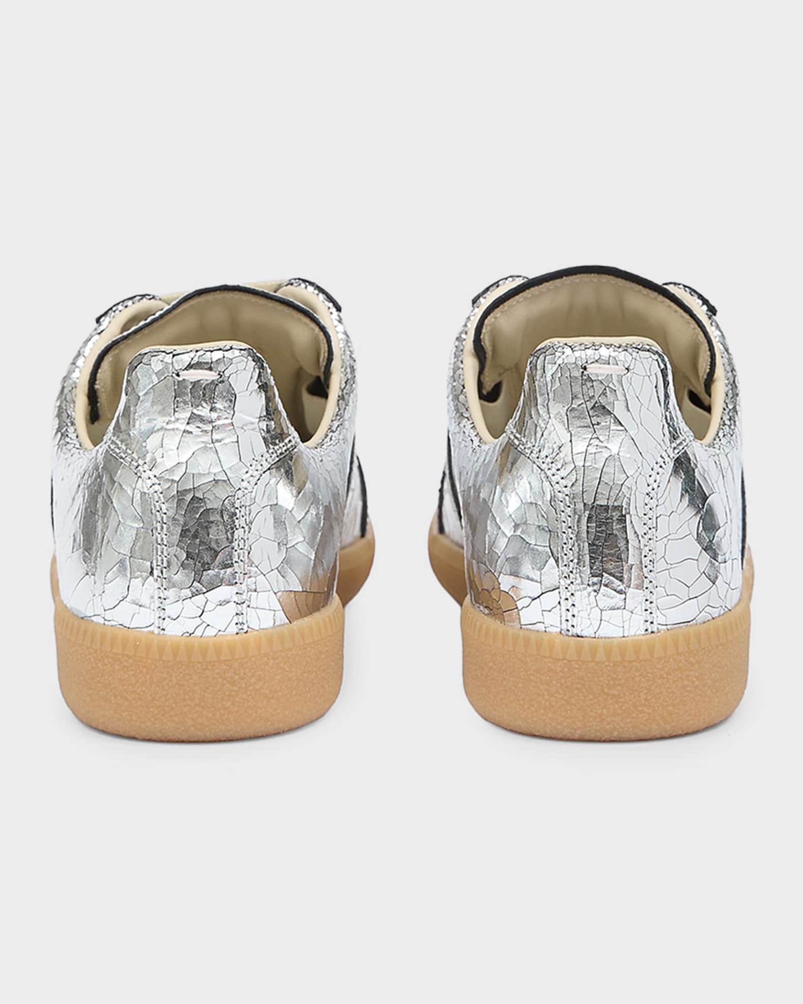 Maison Margiela XO Replica Metallic Leather Low-Top Sneakers | Neiman ...
