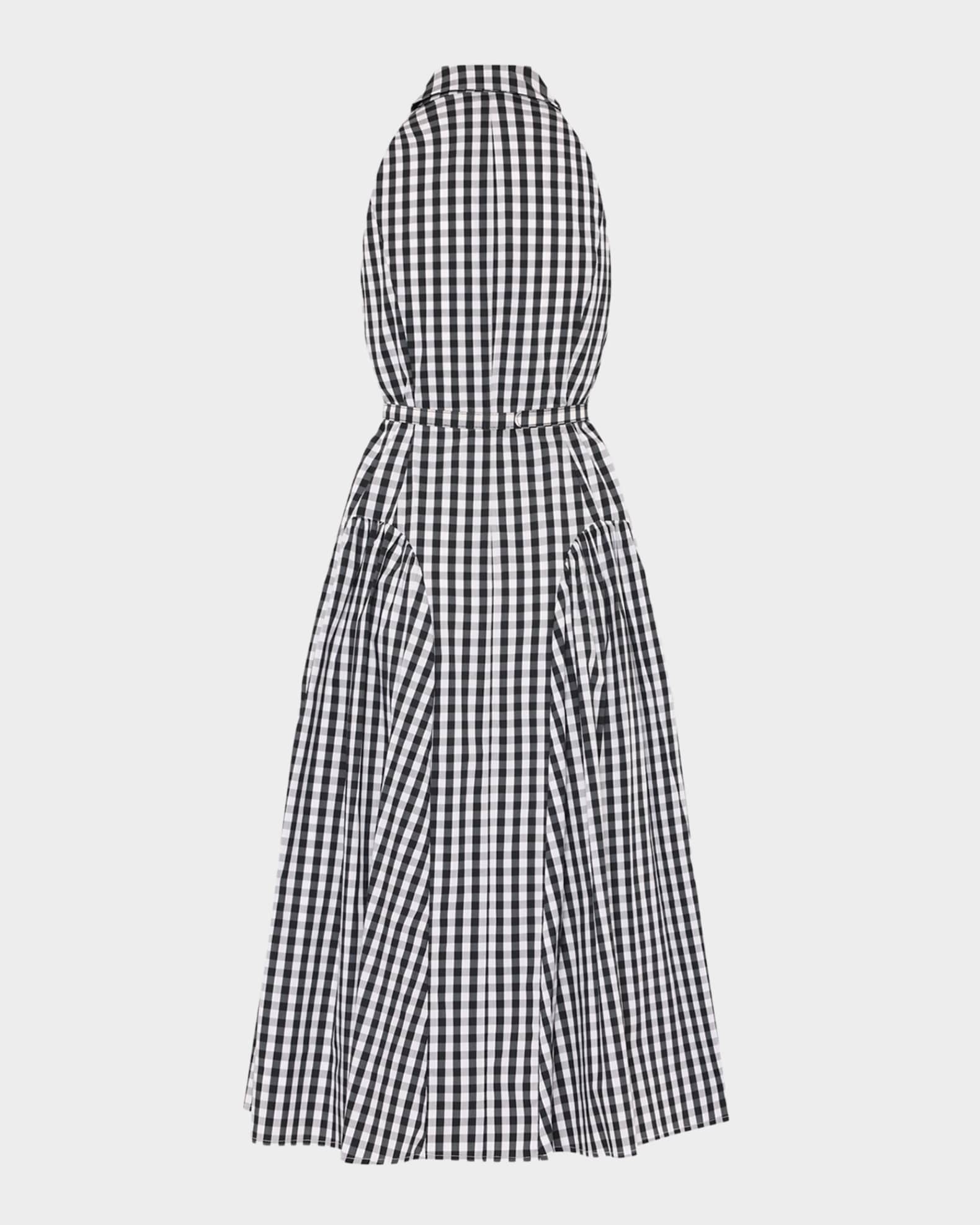 Milly Maxine Gingham-Print Halter Midi Dress | Neiman Marcus