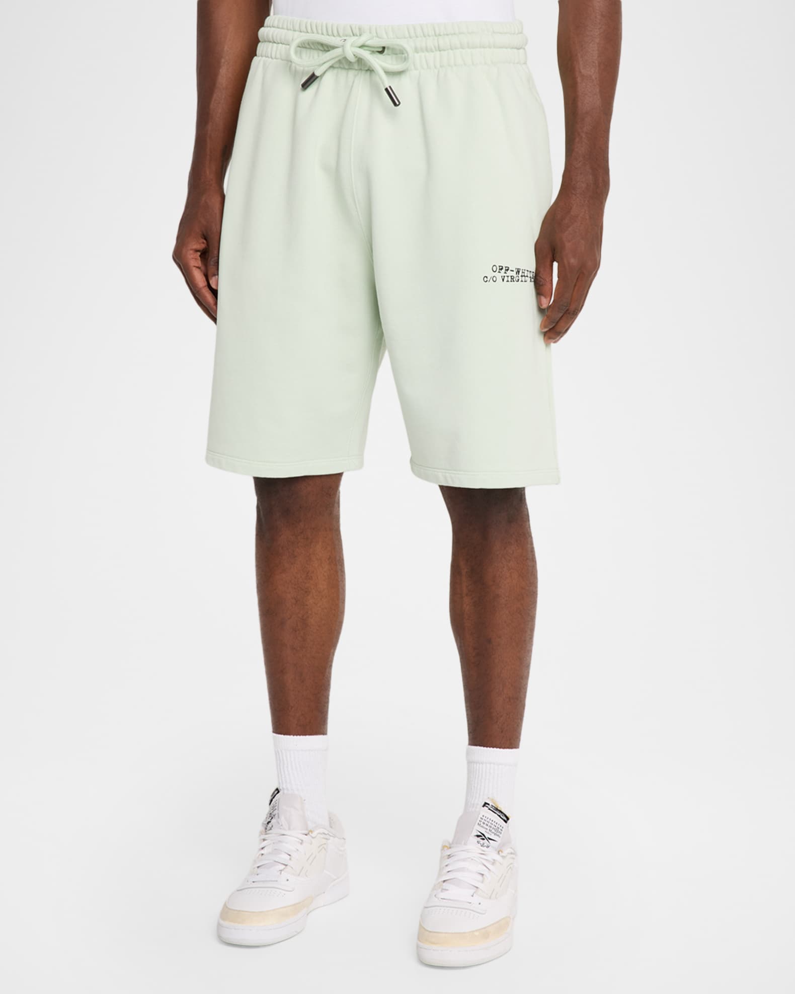 Off-White Men's Type Logo Drawstring Sweatshorts | Neiman Marcus