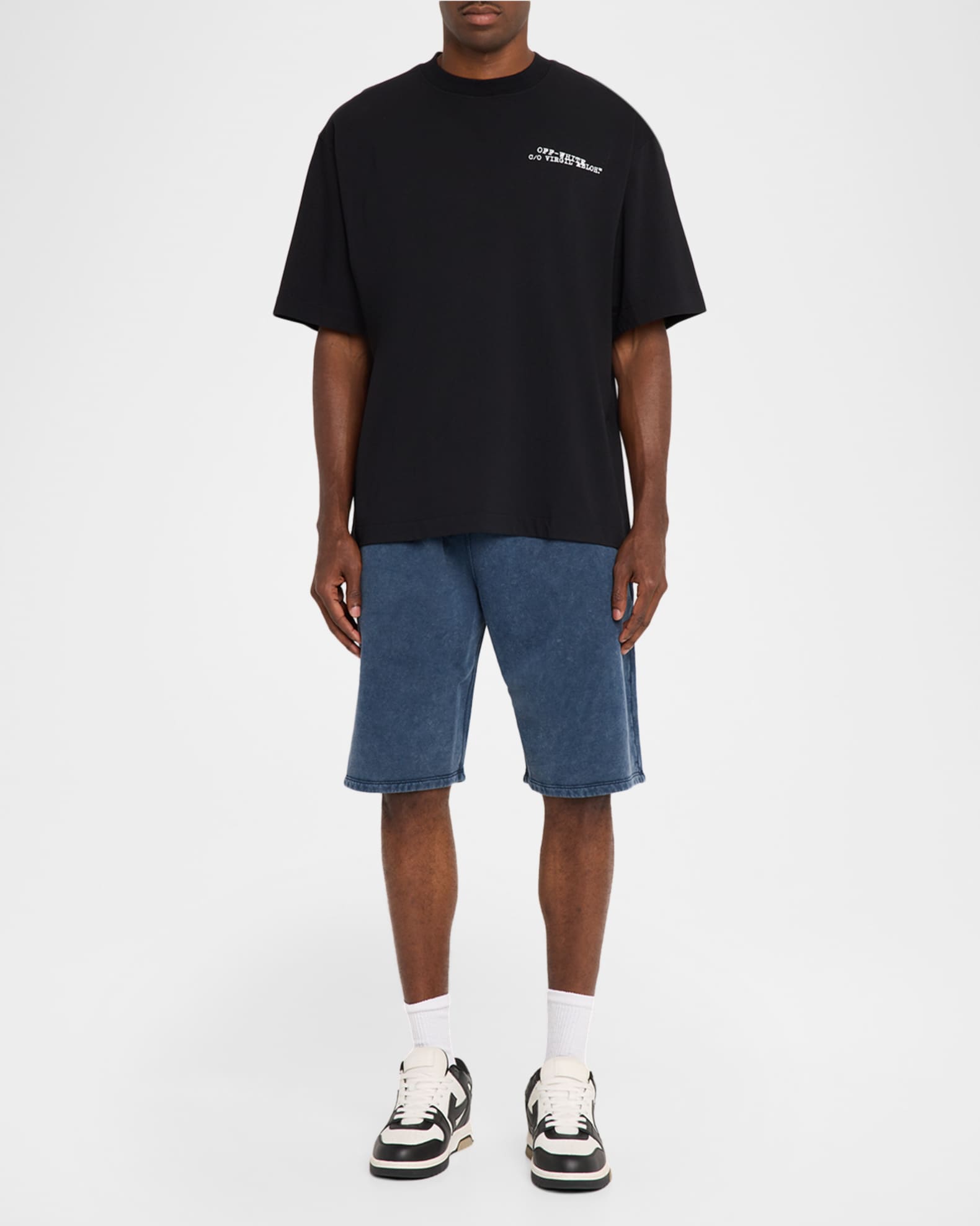 Off-White Men's Cotton Logo Text Crewneck T-Shirt | Neiman Marcus