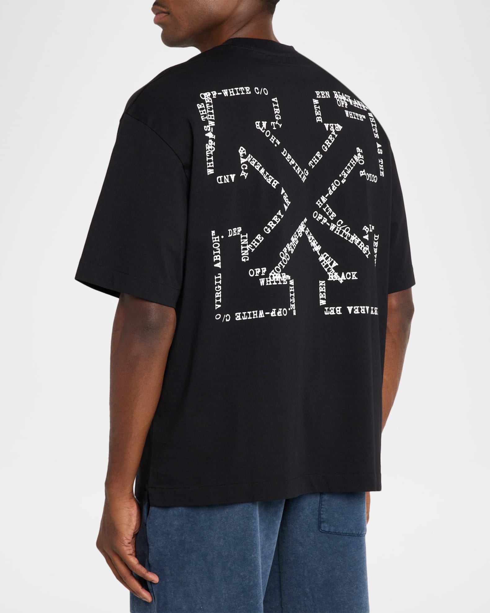 Off-White Men's Cotton Logo Text Crewneck T-Shirt | Neiman Marcus