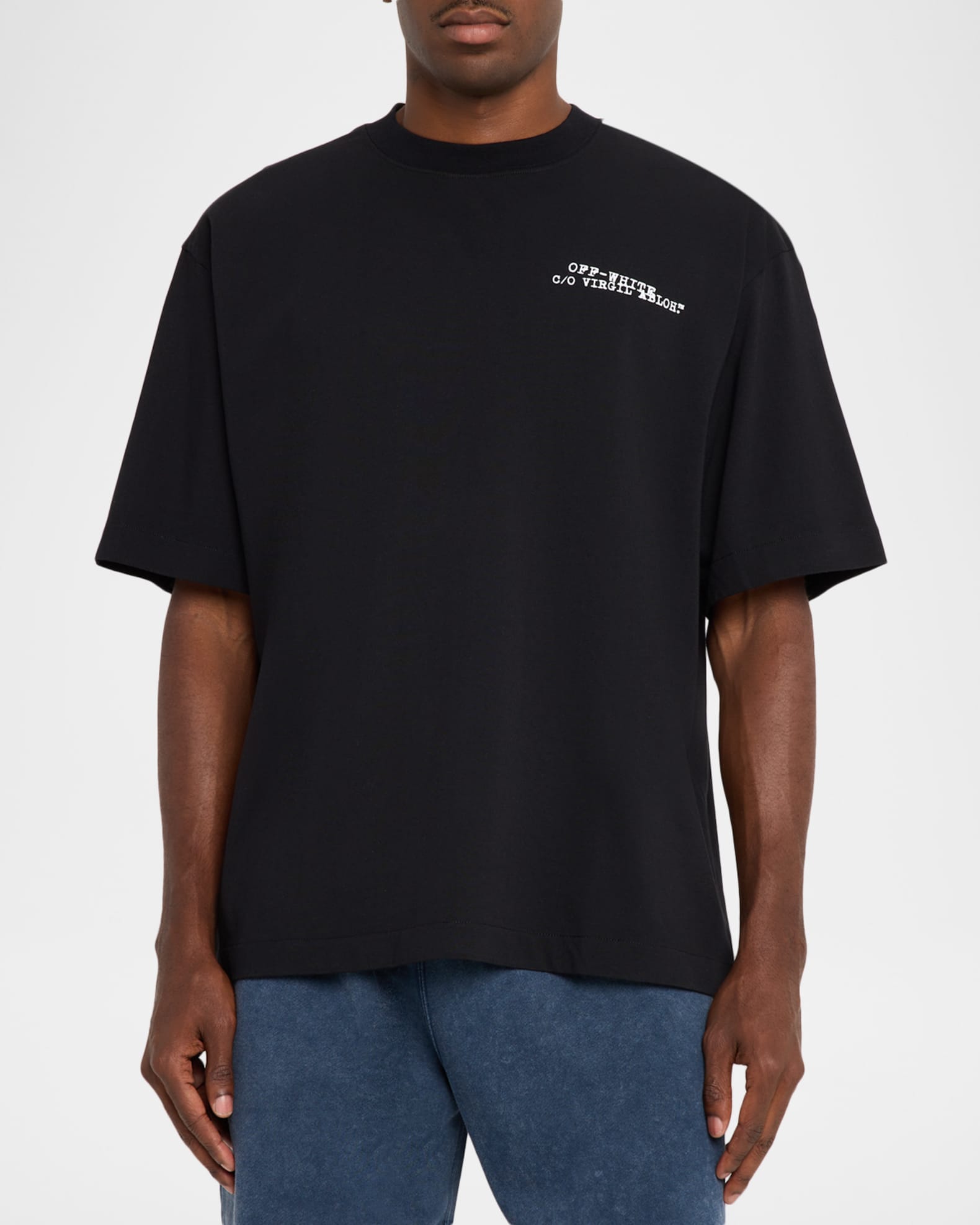 Off-White Men's Cotton Logo Text Crewneck T-Shirt | Neiman Marcus