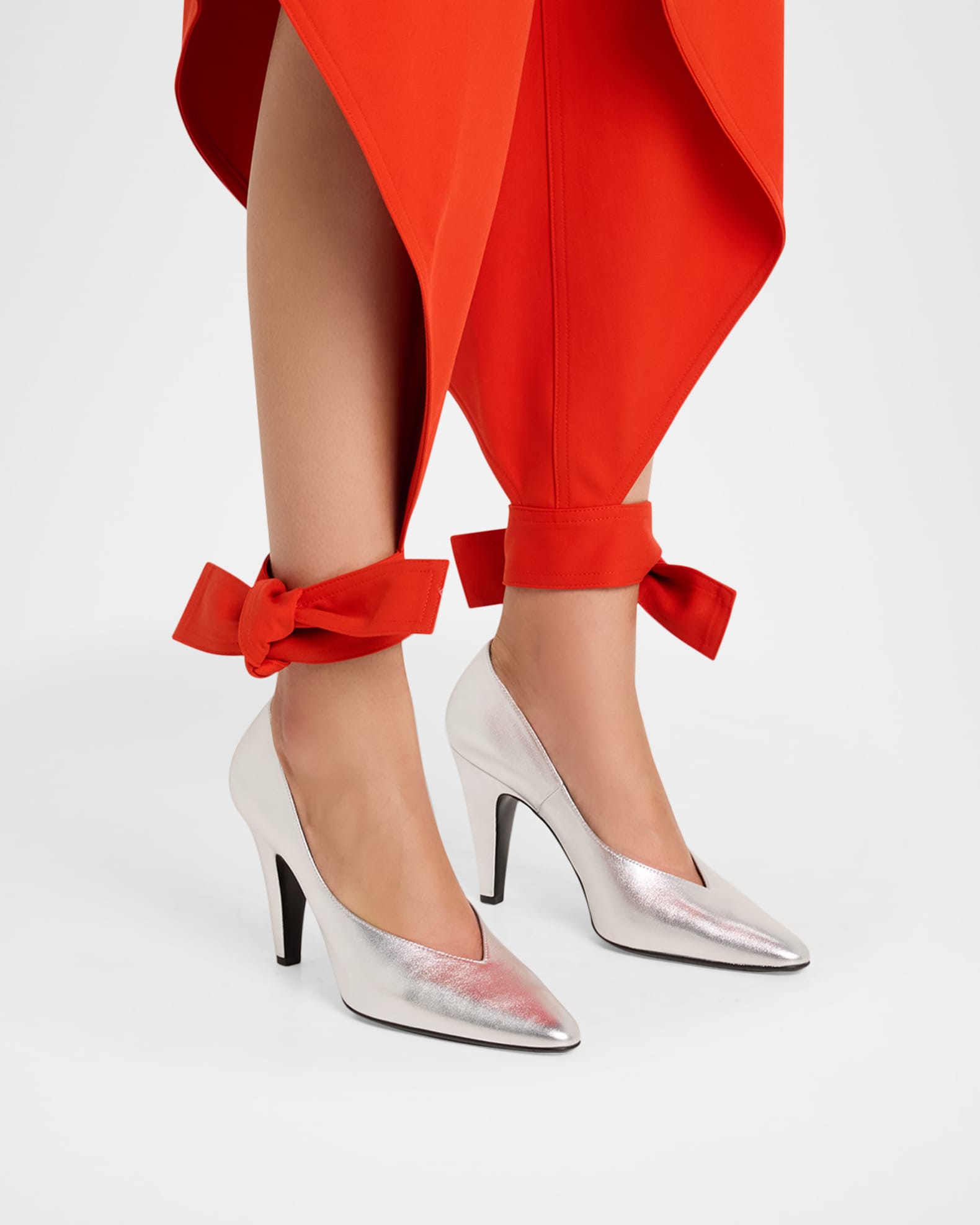 ALAIA 90mm Metallic Leather Pumps | Neiman Marcus